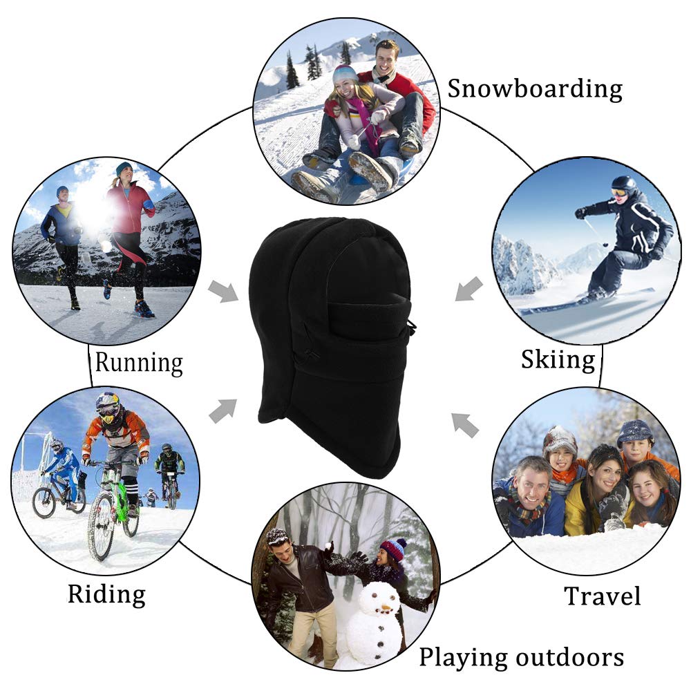 Balaclava Ski Mask 2 Pcs - Windproof Warmer Fleece Adjustable Winter Mask for Men Women