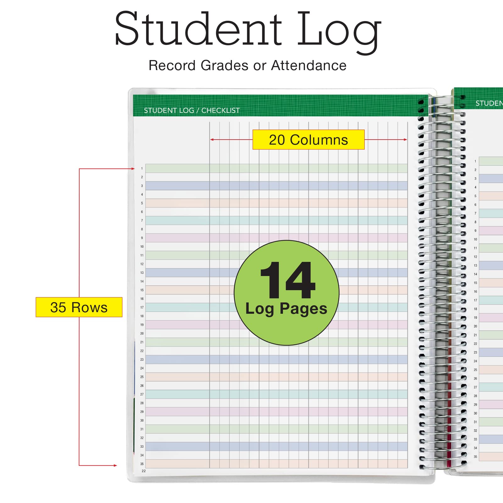 Aug 2023-Jul 2024 Deluxe Teacher Lesson Planner Notebook 8.5x11 Daily Weekly Monthly Organizers - Includes 7 Periods, Pocket Folder, Dated Calendar, Page Tabs, Bookmark, and Planning Stickers