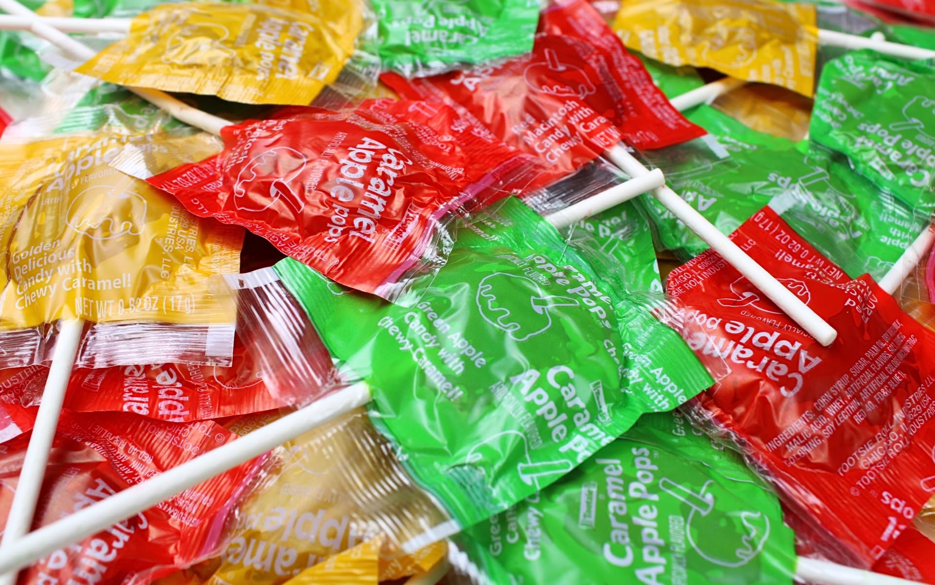 Assorted Flavored Dipped Caramel Apple Pops- Orchard Lollipops Variety Pack by Queen City Candy Cave (1 Pound)