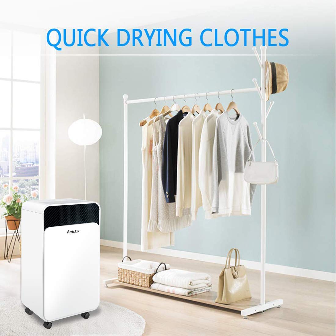 Amhyker 30pint Dehumidifiers for Home Basements, Bedroom, Kitchen, Bathroom,4 Gallons/Day Intelligent Humidity Control for Space Up to 1000 Sq Ft