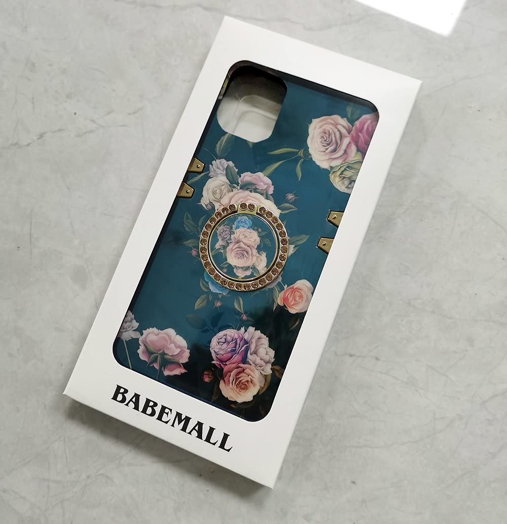 Babemall for iPhone 11 Pro Max 6.5" inch Case, Elegant Romantic Blu -Ray Flower Square [Scratch Resist] Protective Corner Back Cover Case (Flower2)
