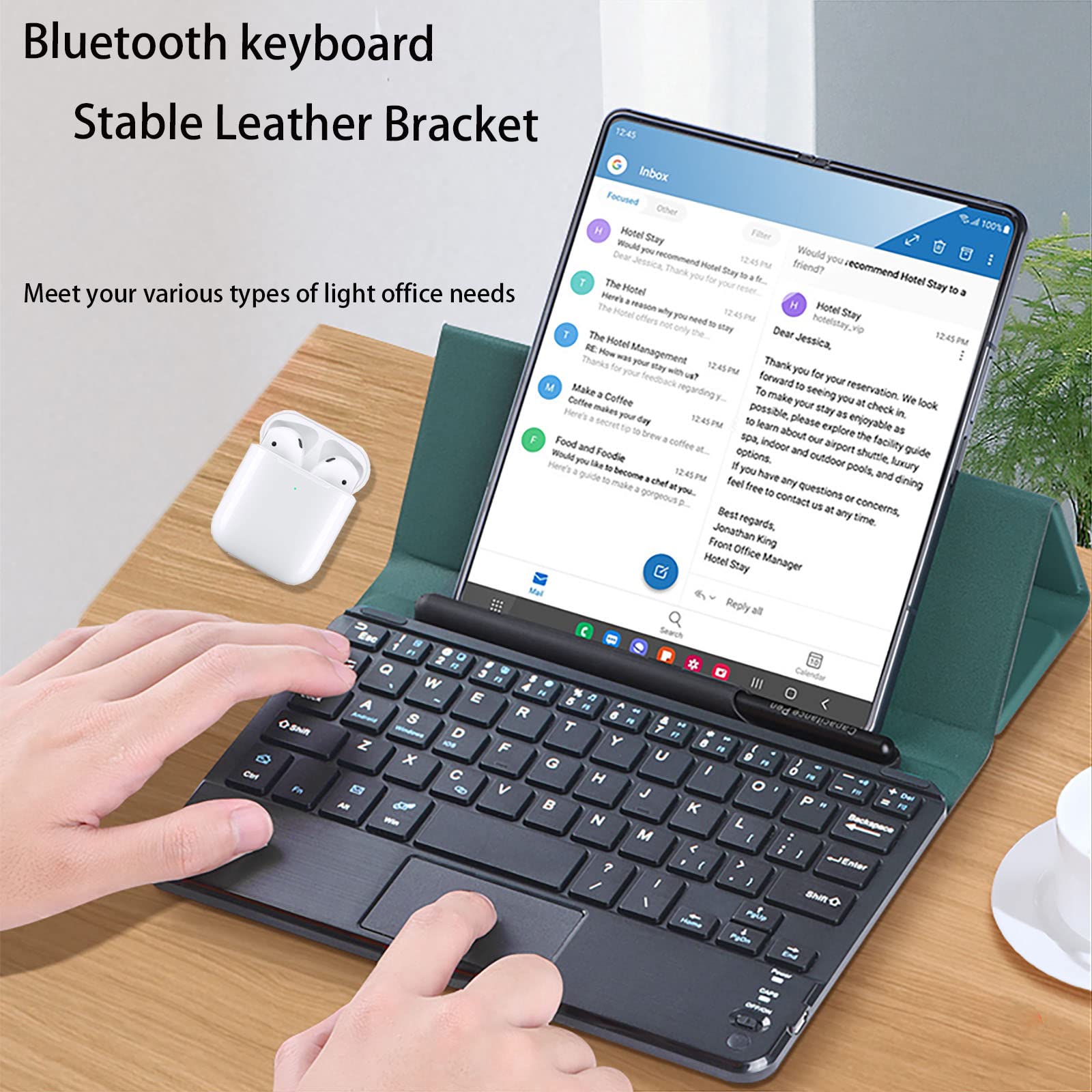 BRAND SET Fold 4 Keyboard Case, Galaxy Z Fold 4 Bluetooth Keyboard and Case with Touchpad, Leather Cover for Samsung Galaxy z fold 3/z fold 4 with Keyboard Holster and S Pen Slot(Black)