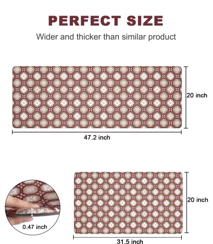 Artnice Kitchen Rugs, Kitchen Rug Set 2 Piece Kitchen Runner Rug Kitchen Floor Mat, Cushioned Anti Fatigue Kitchen Mat Non Skid Waterproof 0.47" Comfort Standing Kitchen Rug, 20"x31.5"+20"x47.2"
