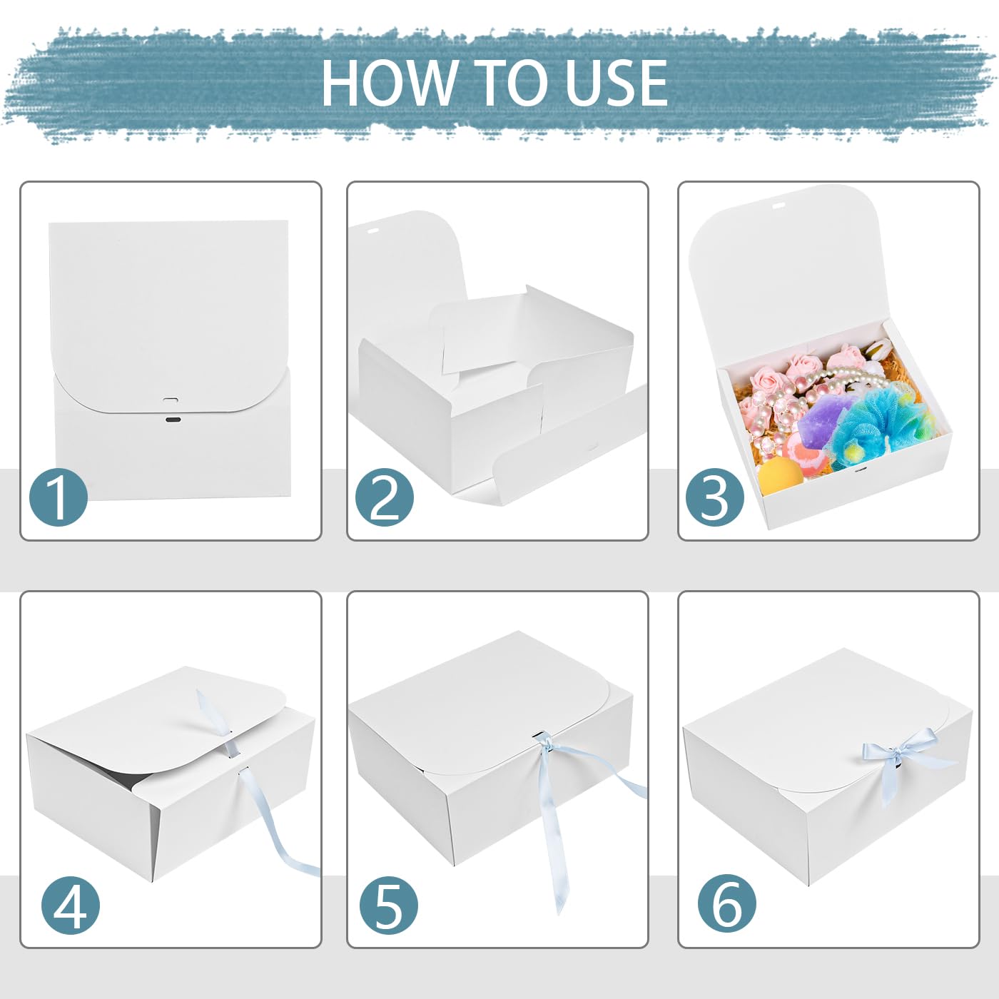 WLUSEAXI 15Pack Gift Boxes with Lids for Presents, 10x8x4 Inch Bridesmaid Proposal Box, White Gift Boxes with Ribbon for Bride Shower, Birthday, Wedding, Party, Graduation Gift