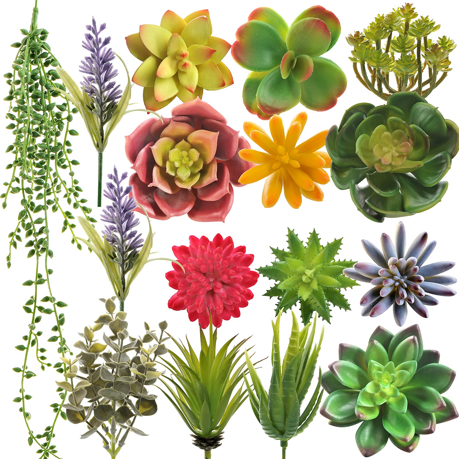 Gardlike 16 Pcs Artificial Succulents Plants Unpotted Fake Plants for Home Garden Office Table Wall DIY Decoration