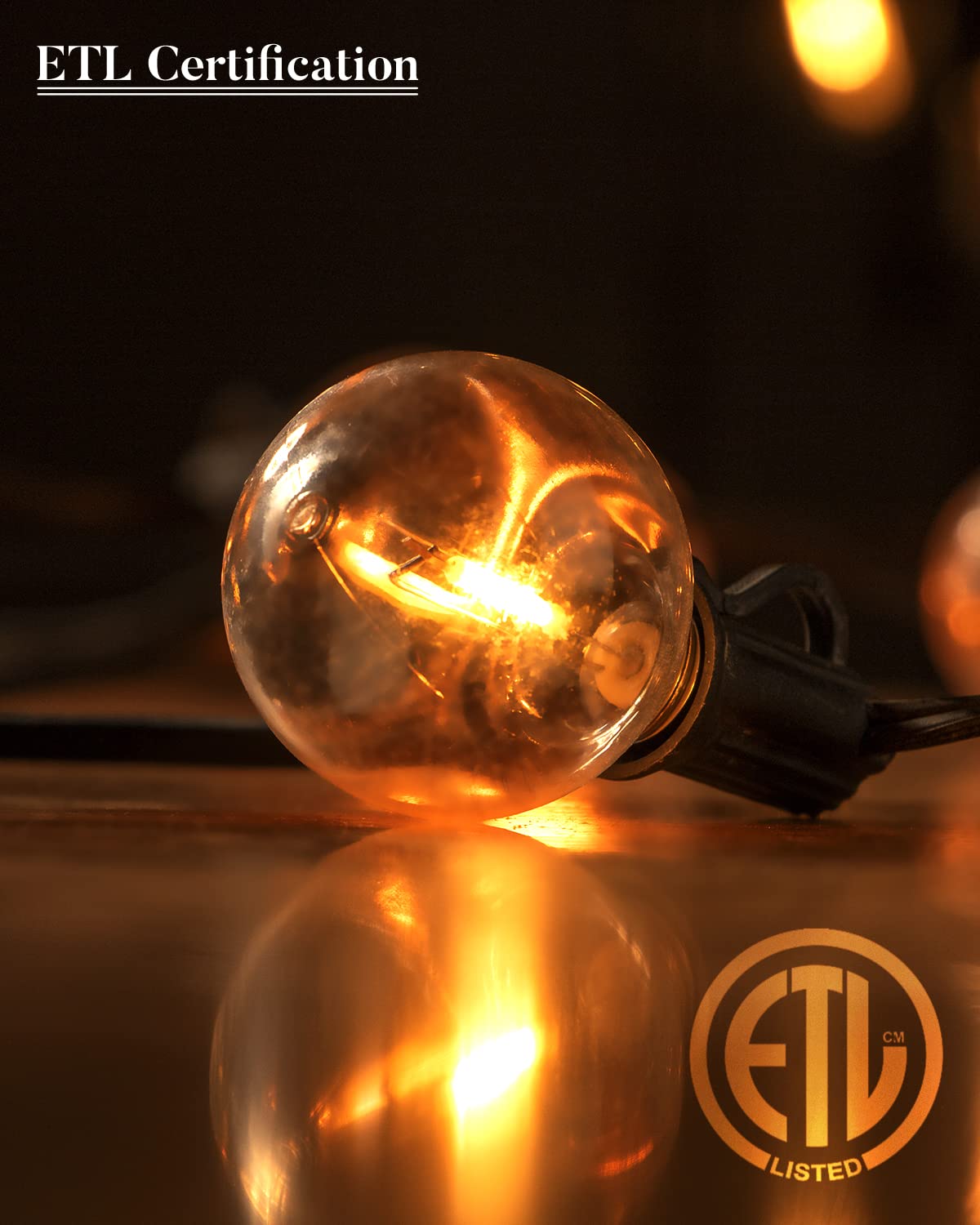 Lightdot 100Feet Outdoor String Lights for Patio, LED G40 Bistro Light 2700K with 34 Edison Shatterproof Bulbs(2 Spare), Commercial Waterproof Backyard Hanging Light for Backyard Party
