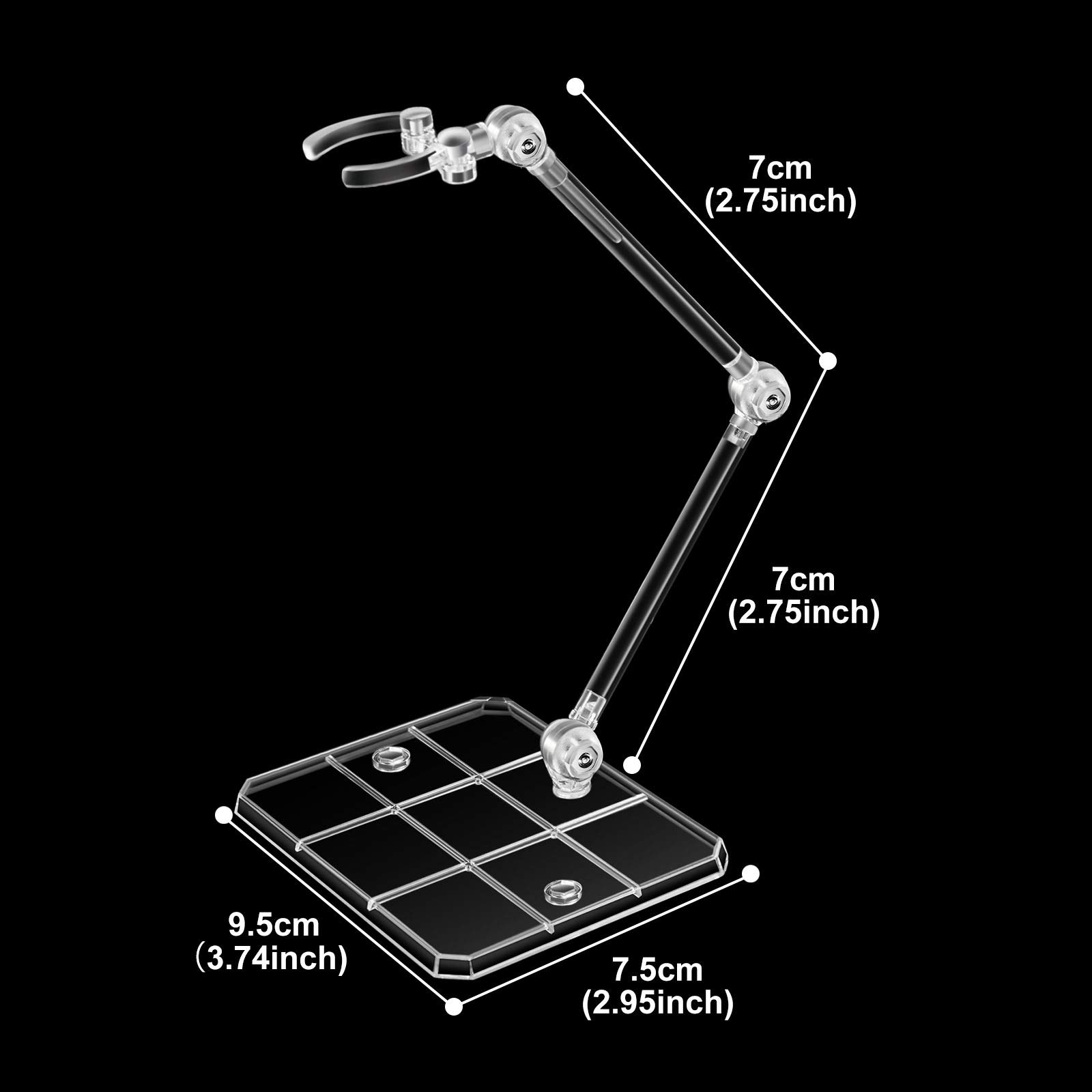 Jetec 9 Pieces Action Figure Display Holder Base Clear Action Figure Display Stand Doll Model Support Stand Action Figures Doll Display Holder Compatible with HG RG SD SHF Gundam 1/144 Toy