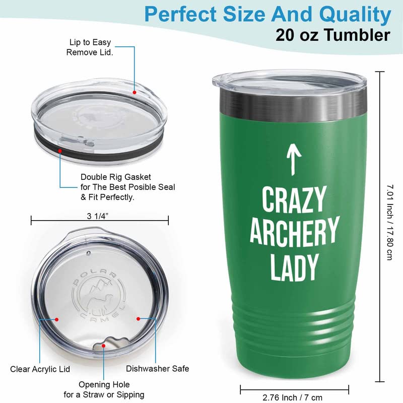 Archery Green Edition Tumbler 20oz - Archery Lady B - Funny Gift For Archery Coach Athlete Hunt Target Shot Trainer Arrow Bow Sport