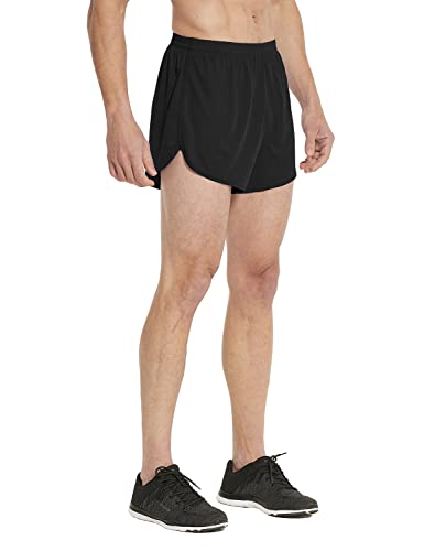BALEAF Men's 3 Inches Running Shorts Reflective Active Gym Workout Shorts Black Size XL