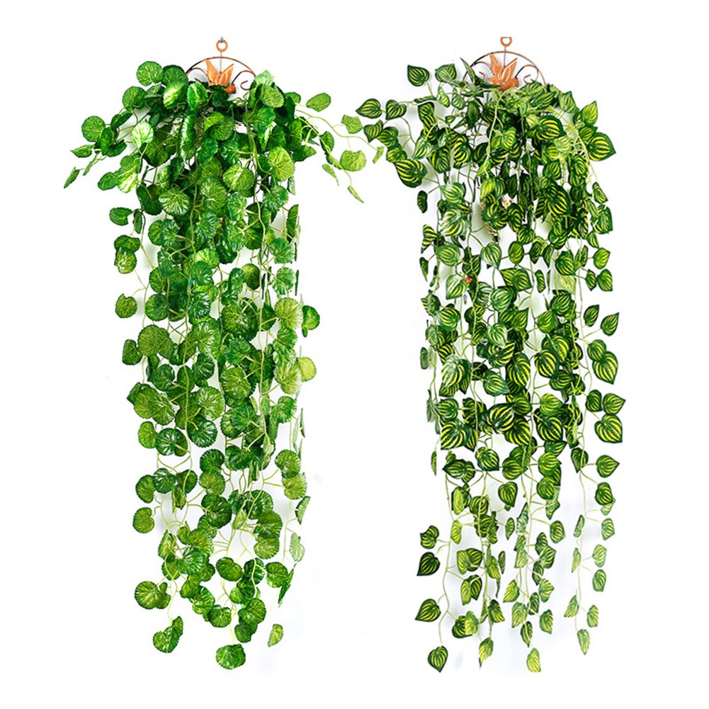 Amzanjon Artificial Ivy Vines, Artificial Fake Hanging Vine Plant Leaves Garland Home Garden Wall Decoration - 1#