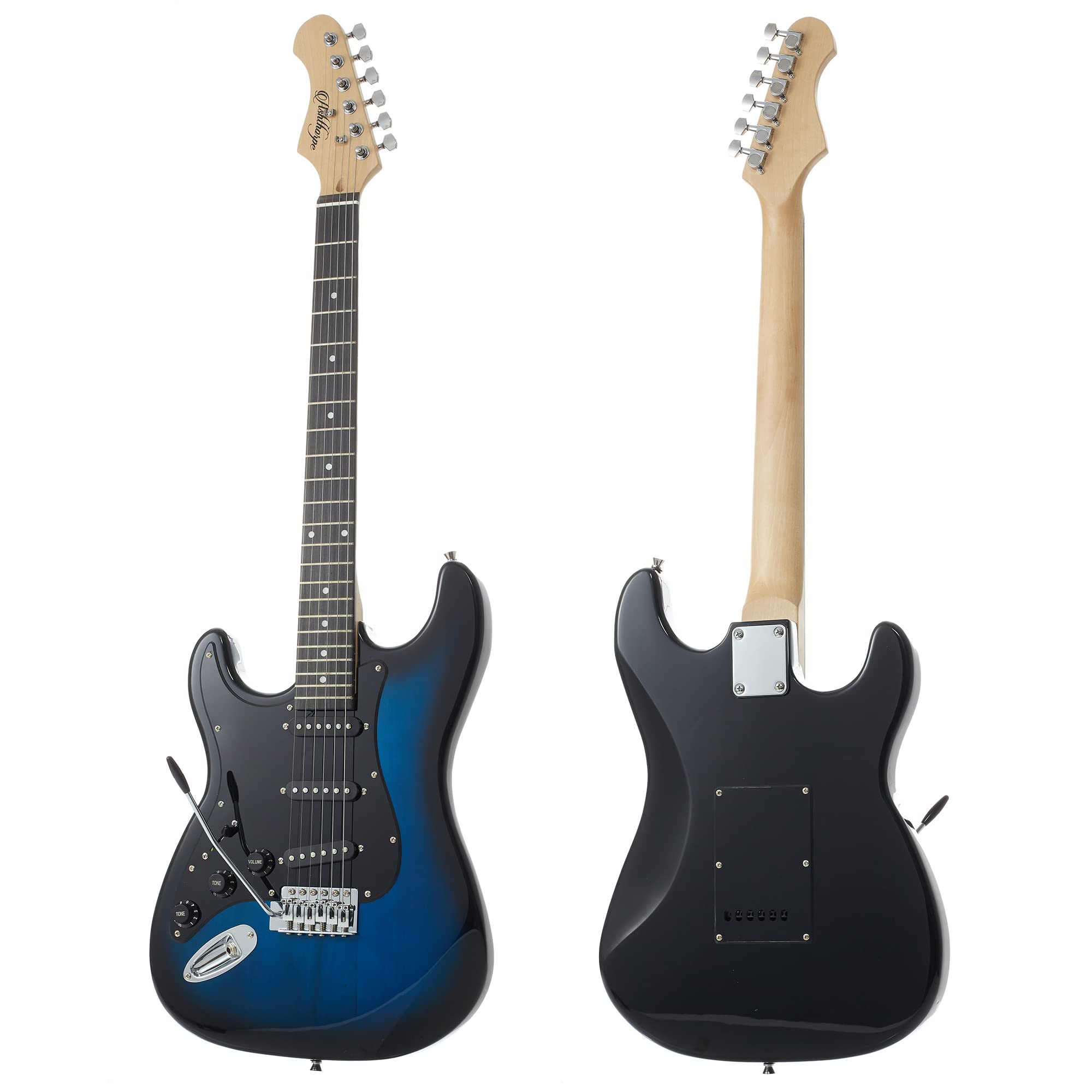 Ashthorpe 39-Inch Left Handed Electric Guitar (Blue-Black), Full-Size Guitar Kit with Padded Gig Bag, Tremolo Bar, Strap, Strings, Cable, Cloth, Picks