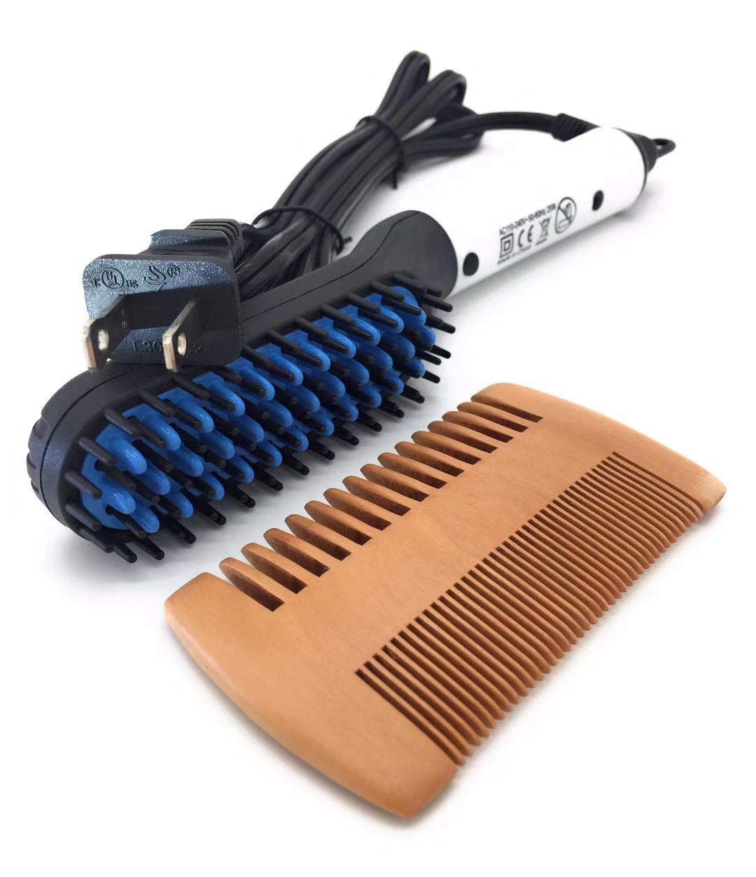 Beard Straightener for Men,Electric Anti-Scald Heated Beard Brush Straightener,Straightening Comb for Men,Dad Gifts(White)