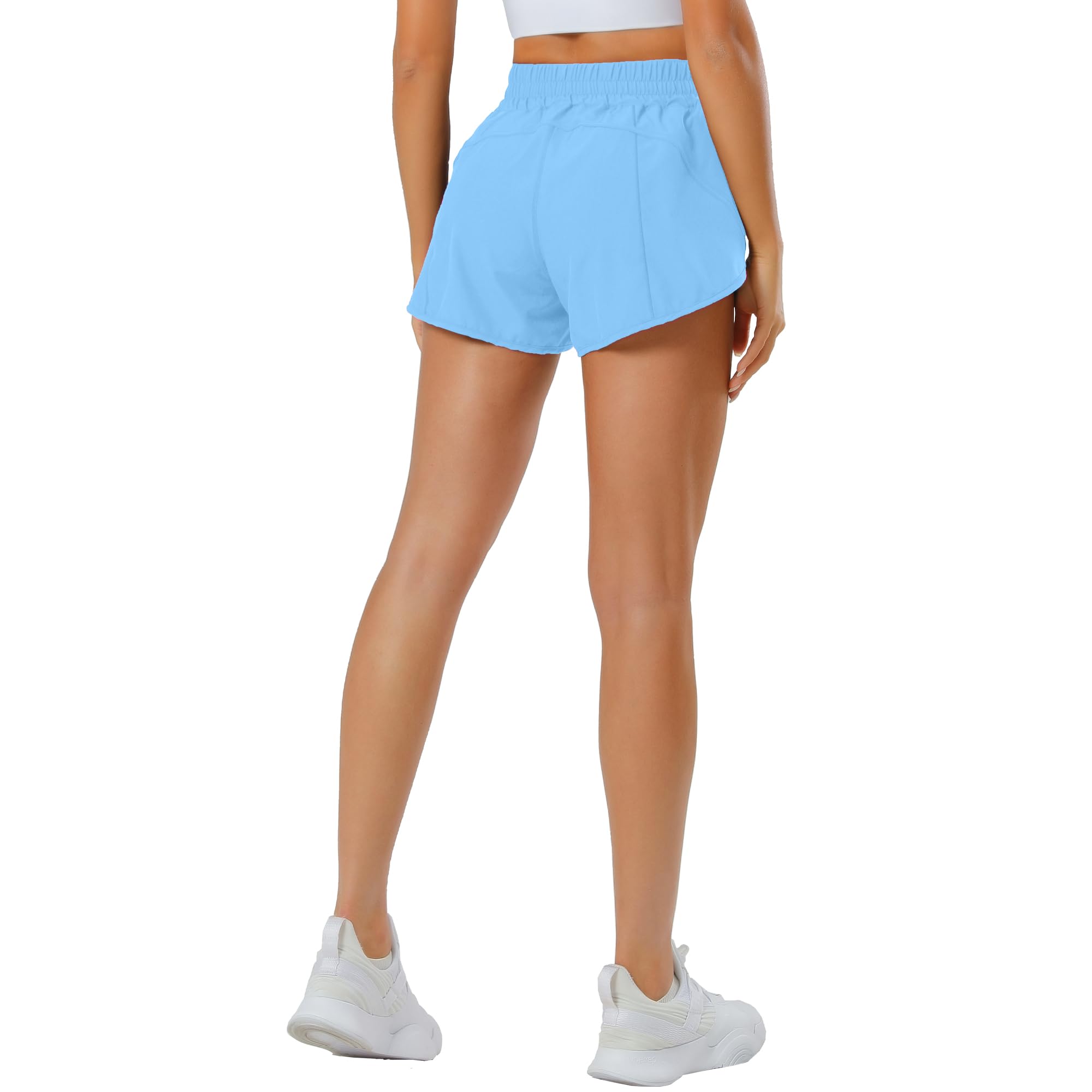 Aurefin Athletic Shorts for Women, Women's Quick Dry Running Track Shorts Workout Active Shorts with Elastic and Zip Pocket 2.5 inch Vivid Plum/S