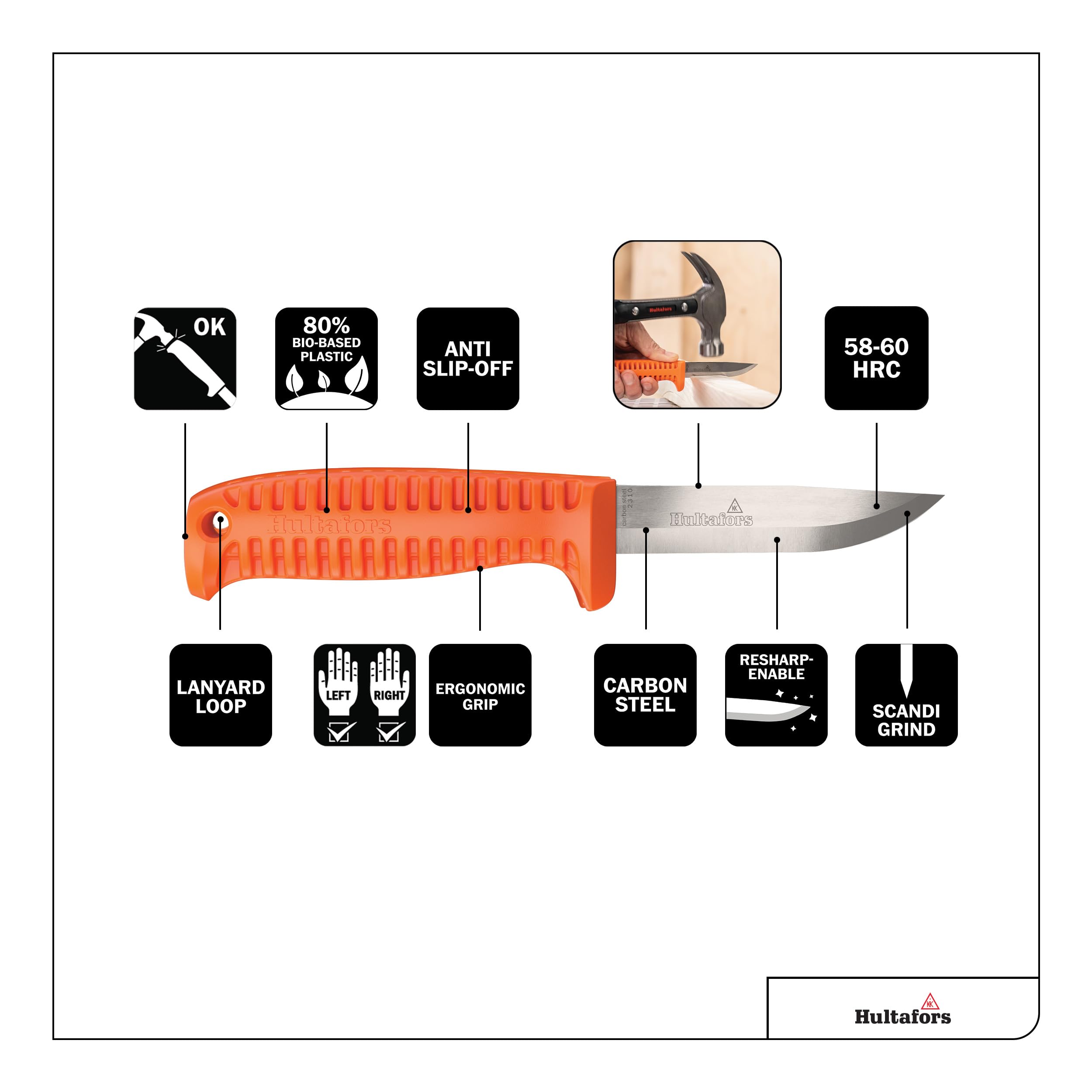Hultafors Craftsmans Knife HVK BIO with Holster