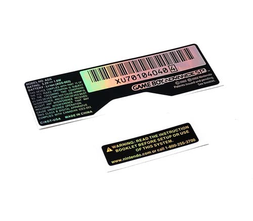 GBASP Game Boy Advance SP Holographic Sticker/Label Set