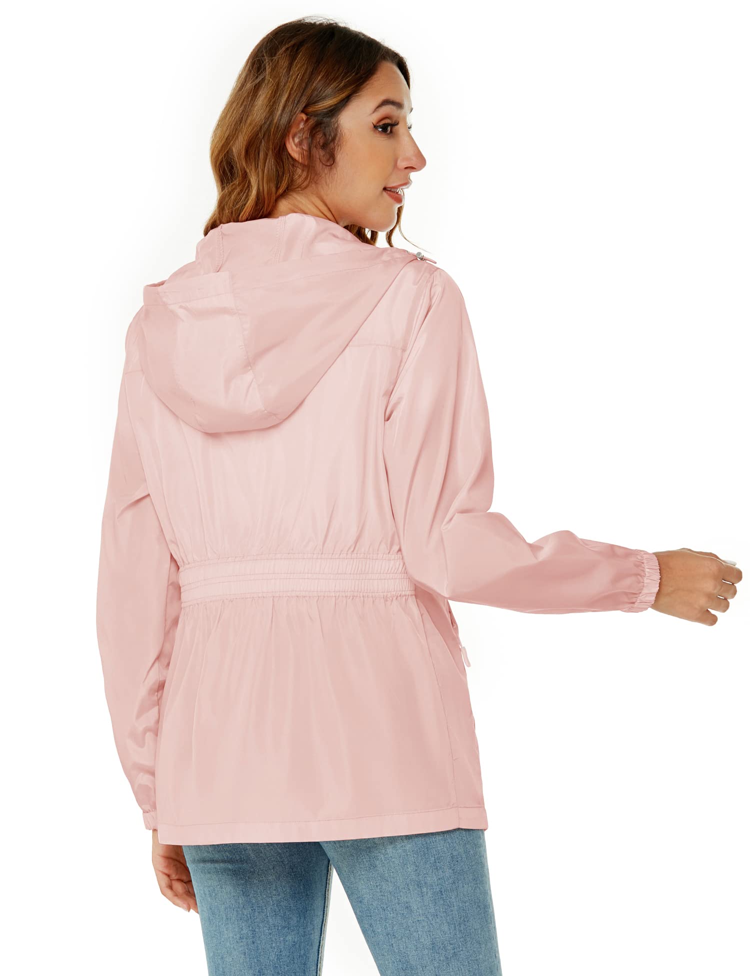 Avoogue Women's Lightweight Rain Jacket Waterproof Active Mesh Hooded Cycling Jacket