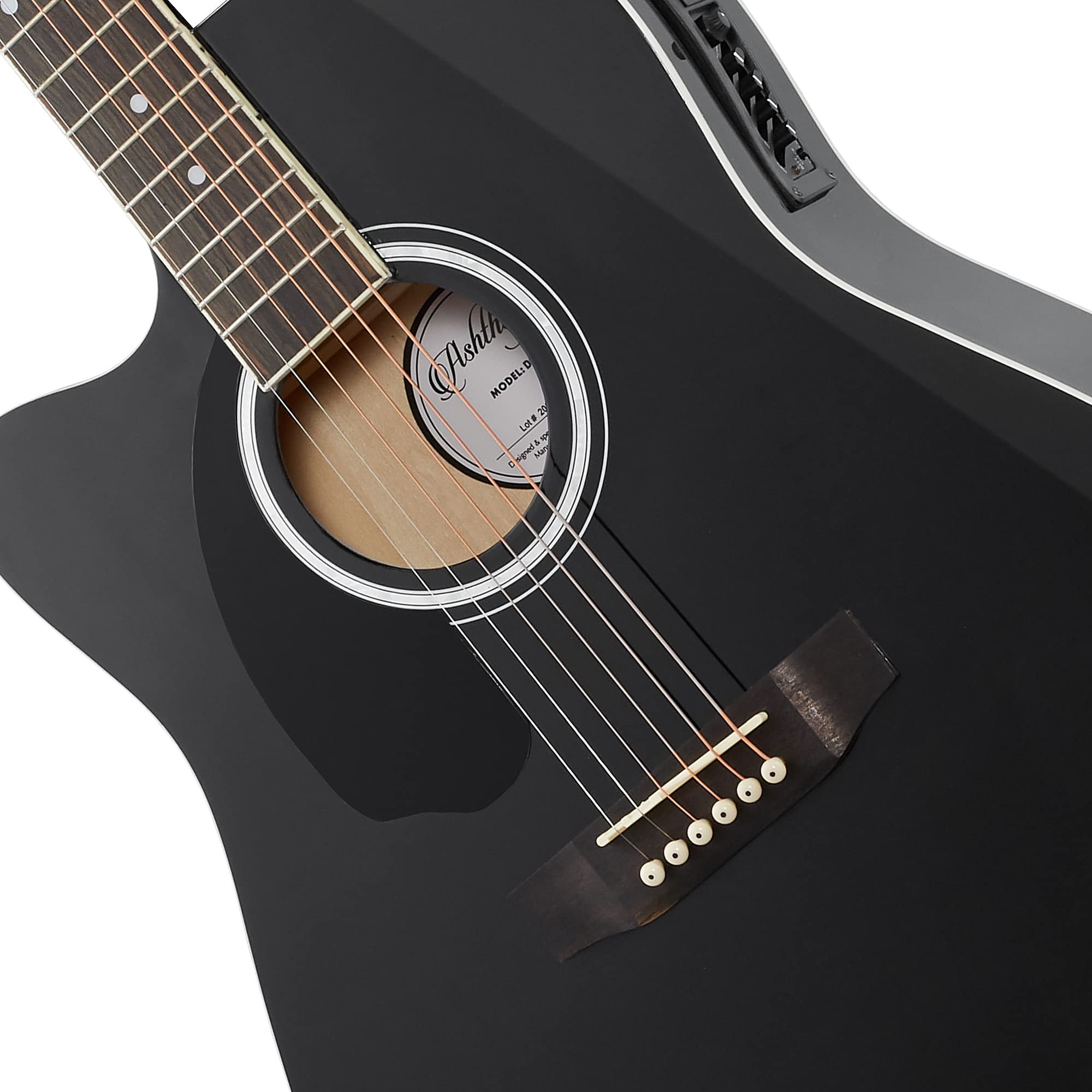 Ashthorpe Left Handed Full-Size Dreadnought Cutaway Acoustic Electric Guitar Package with 10 Watt Amp - Brown