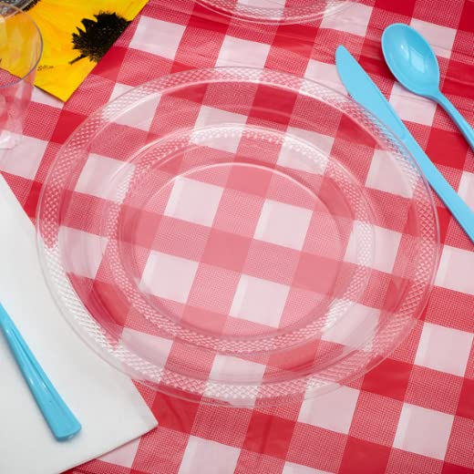 BESTYTY Clear Plastic Plates - 9-Inch (80-Pack) Microwave Safe Plastic Plate - Disposable Clear Plates for Party, Wedding Dessert Plates, Catering Disposable Plates, Food Service Supplies
