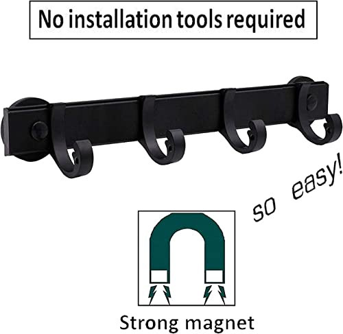 AUXPhome Magnetic BBQ Tool Rack, Universal Fridge Organizer Grill Cutlery Holder Towel Hanger - 4 Adjustable Rail Hooks Storage For Hanging Kitchen Utensils tongs,oven mitt,whisks,hand towel, etc.