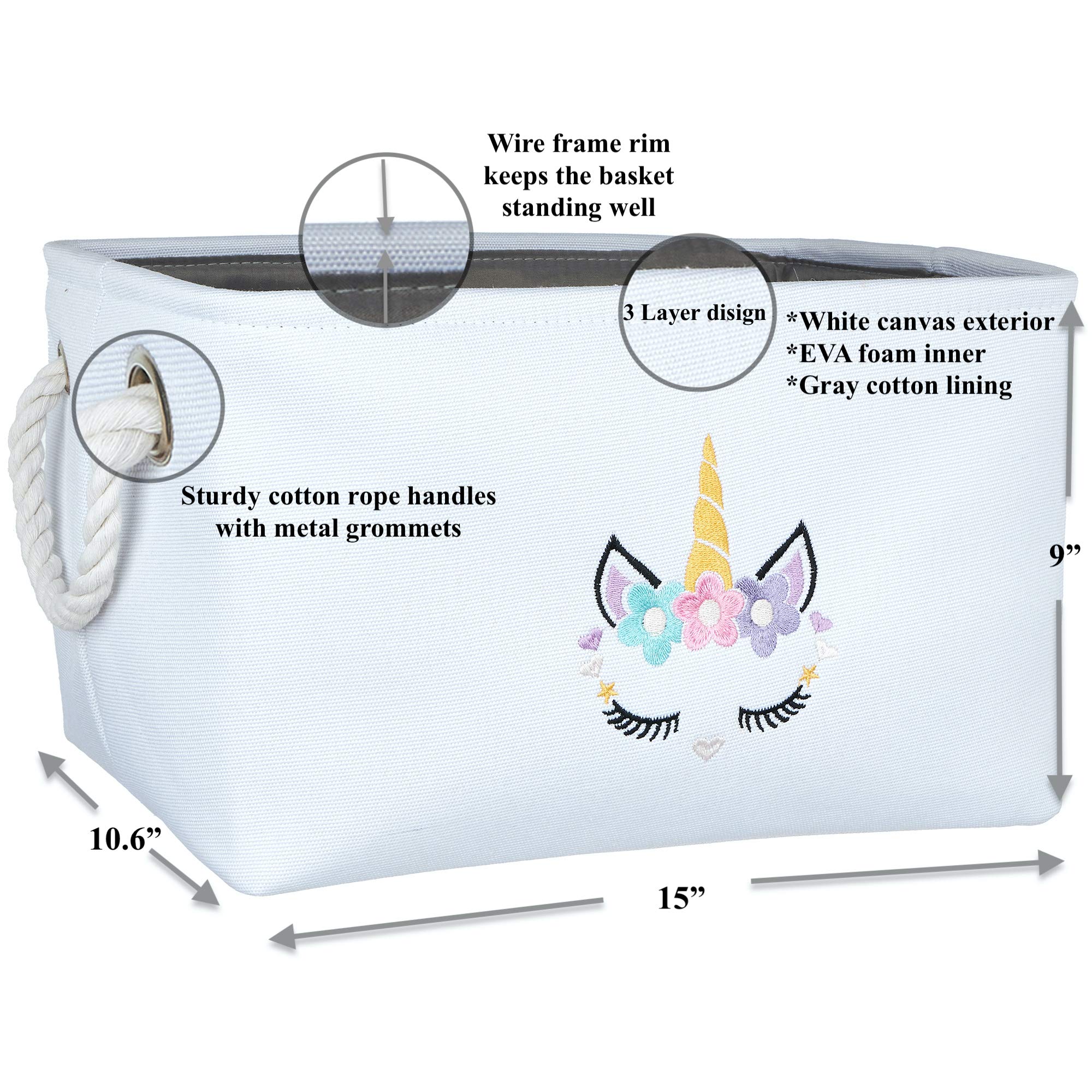 APPLE PIE ORDER Storage Basket with Embroidery, Foldable Animal Toy Storage Bins/ Cube/ Box/ Organizer for Kids, Boys and Girls room, Baby & Nursery.