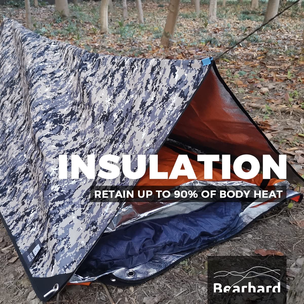 Bearhard 3.0 Heavy Duty Emergency Blanket, Emergency Tarp, Insulated Blanket, Thermal Waterproof Survival Space Blanket for Hiking, Camping