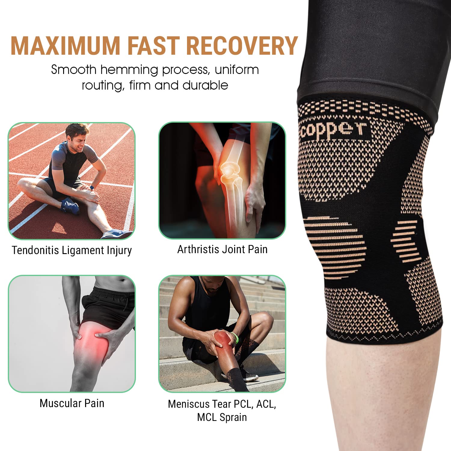 AZ Copper Relief Copper Knee Brace for Arthritis Pain and Support-Copper Knee Sleeve Compression for Sports, Workout, Arthritis Relief-Single Pack (Small)