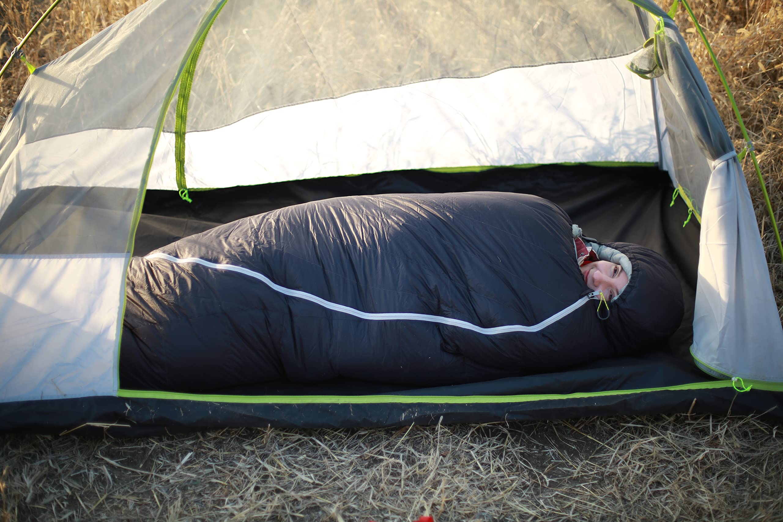 ATEPA 0 Degree Down Lightweight Sleeping Bag for Adult, Mummy Backpacking Ultralight Waterproof Compact All Cold Weather Sleeping Bag with Compression Sack for Women, Men, Hiking, Camping, Black