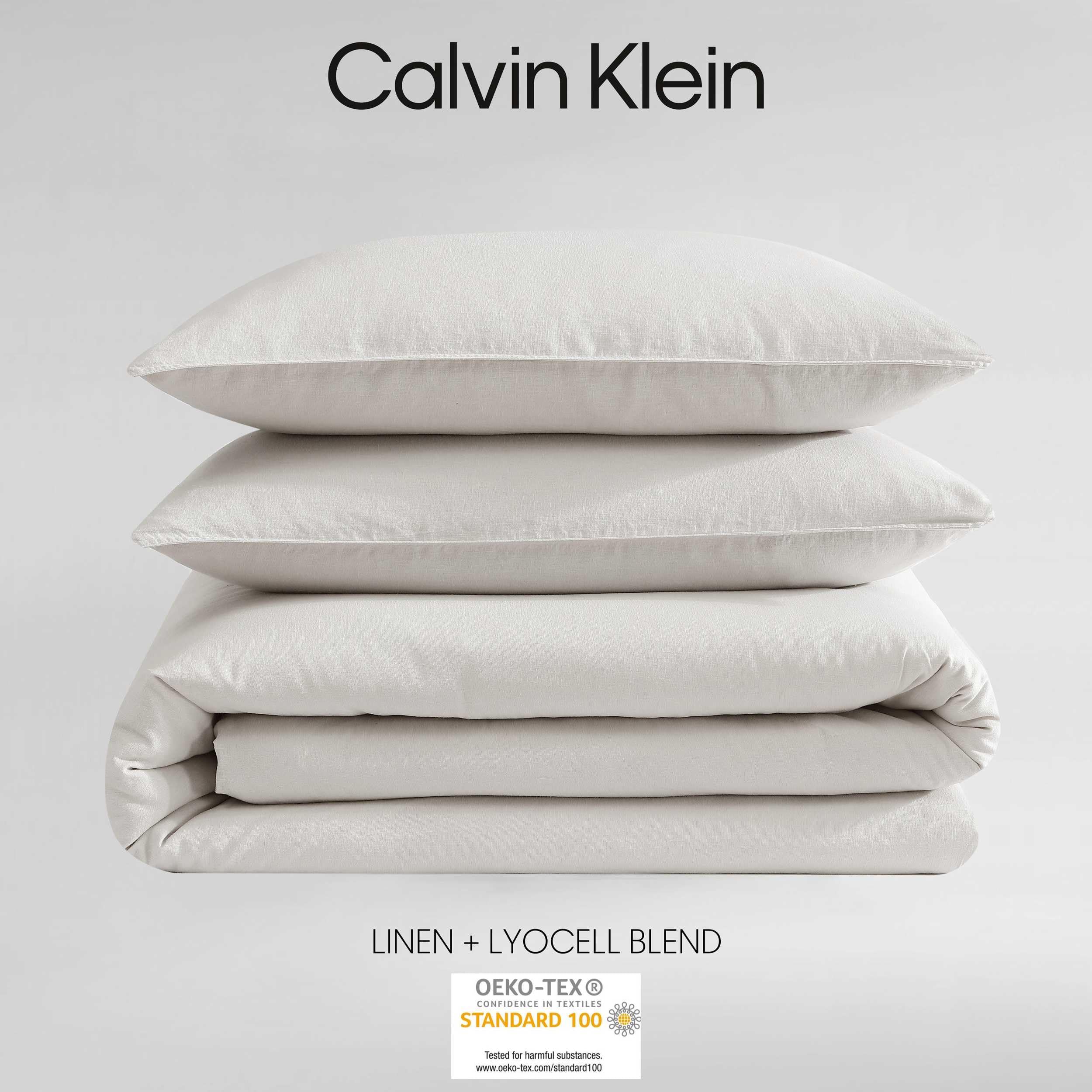 Calvin Klein - Queen Duvet Cover Set, Soft Linen Blend Bedding, Pre-Washed Home Decor for Extra Softness (Soft Linen Off-White, Queen)