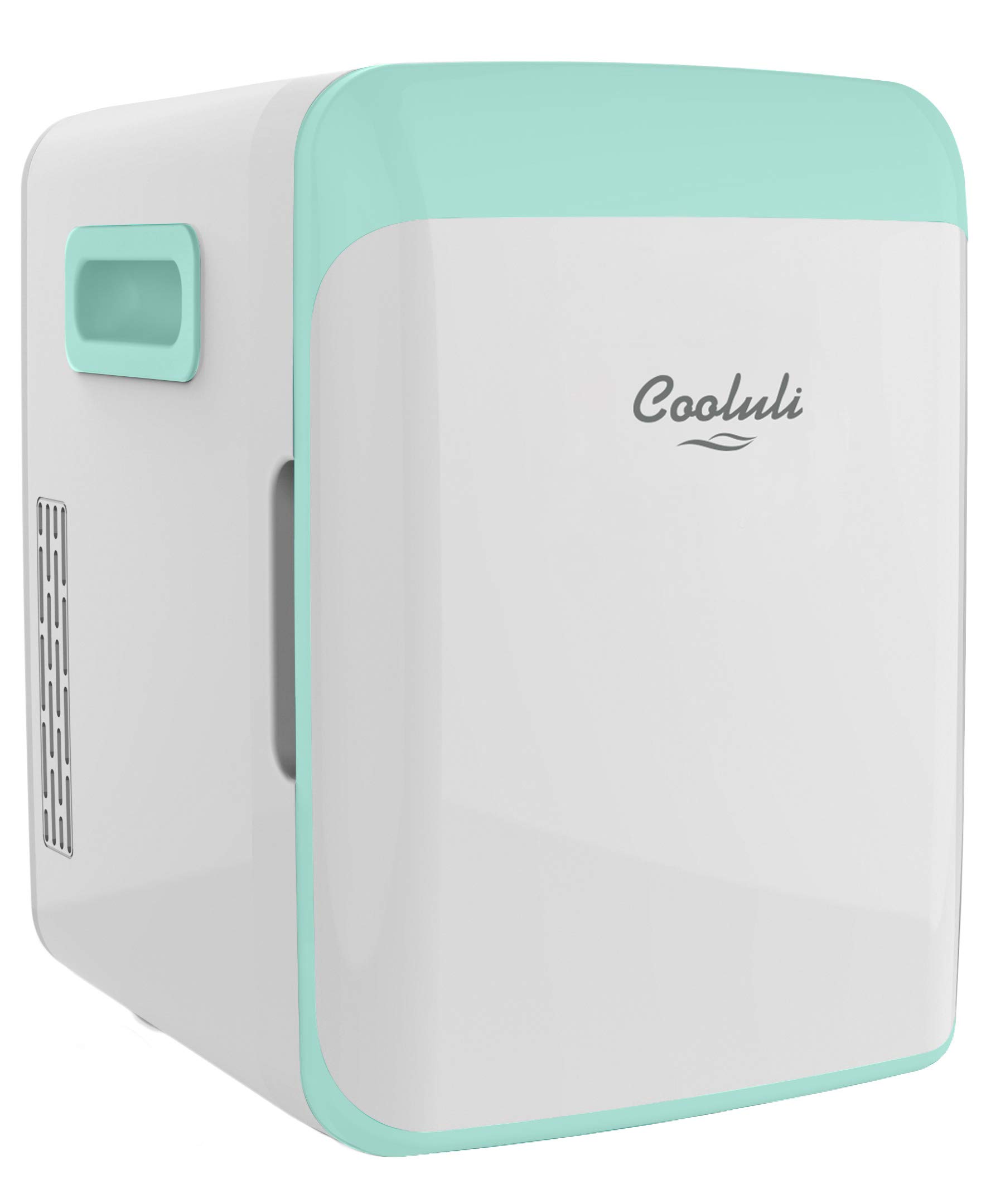 Cooluli 10L Mini Fridge for Bedroom - Car, Office Desk & College Dorm Room - 12V Portable Cooler & Warmer for Food, Drinks, Skincare, Beauty, Makeup & Cosmetics - AC/DC Small Refrigerator (Turquoise)