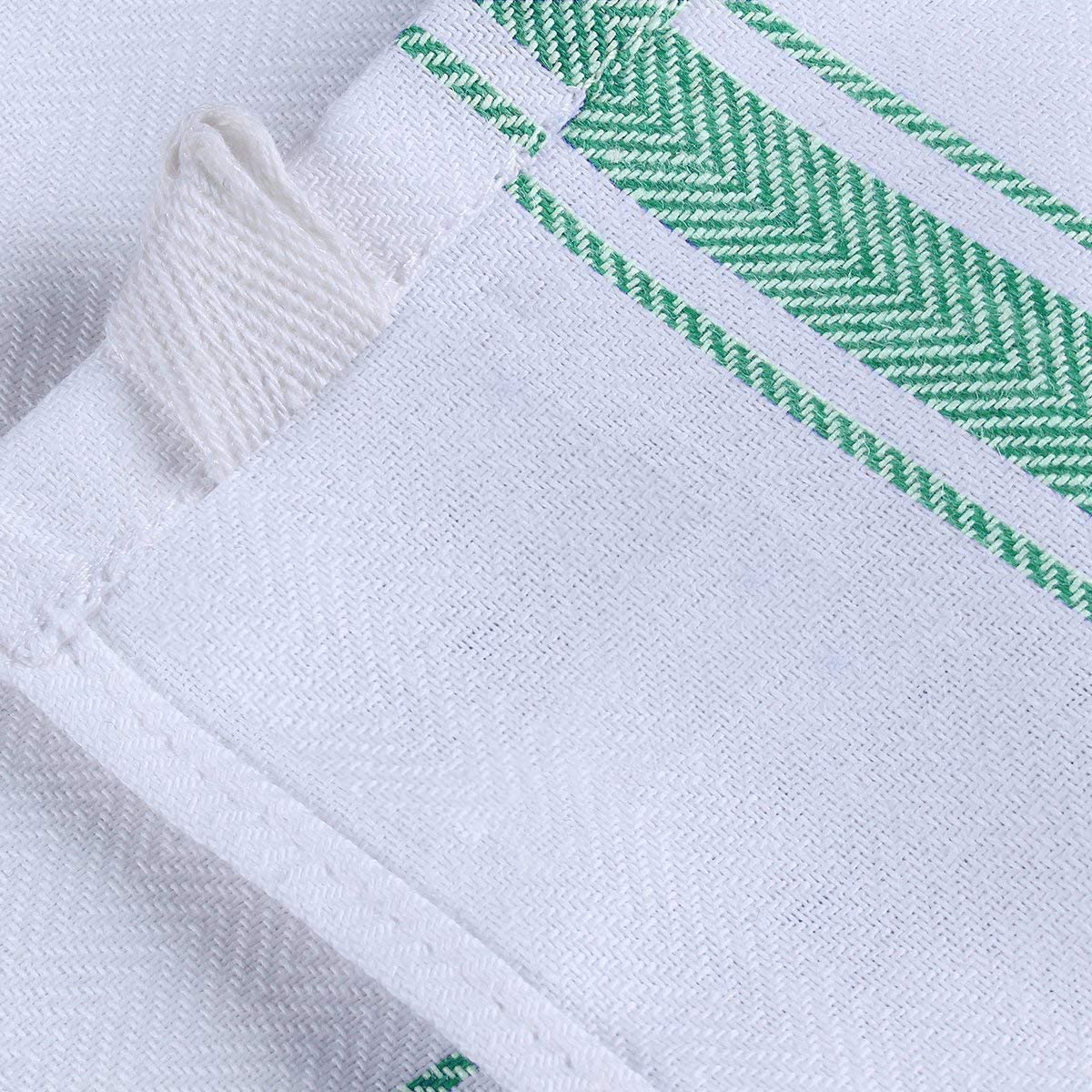 Avalon Dish Towels Set (Value Pack of 15) Size 15x25 Inch, 100% Cotton Soft & Absorbent Linen Kitchen Towels, Tea Towels, Reusable Cleaning Cloths for Household Cleaning (Green)