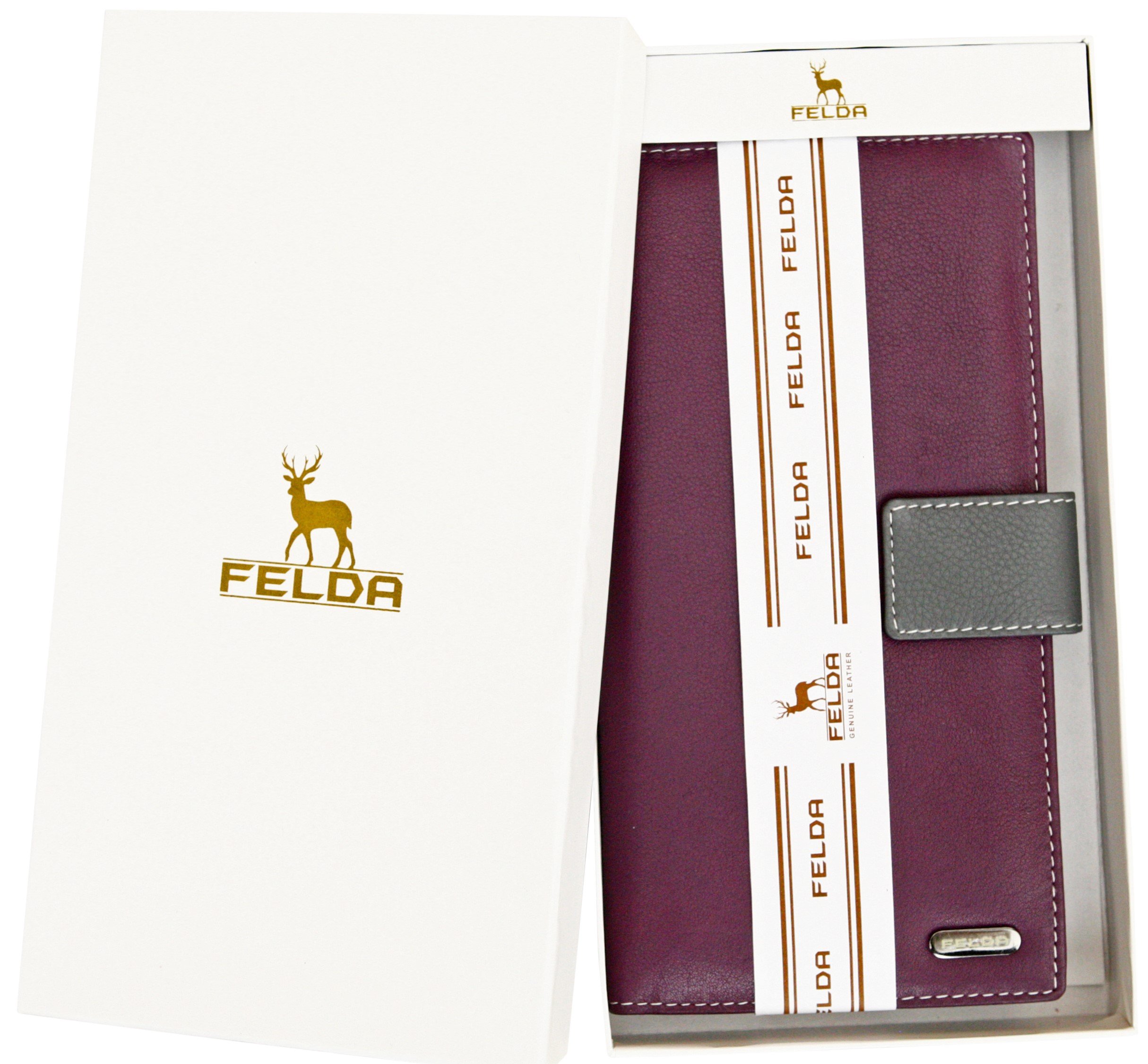 Felda RFID Genuine Leather Phone Purse Ladies Wallet - Holds Mobile Phone, Credit Cards, Banknotes, Coins