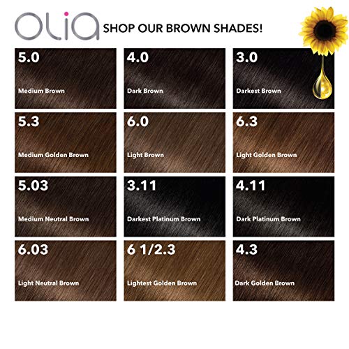 Garnier Olia Ammonia Free Permanent Hair Color, 100% Gray Coverage (Packaging May Vary), 4.0 Dark Brown Hair Dye, Pack of 1