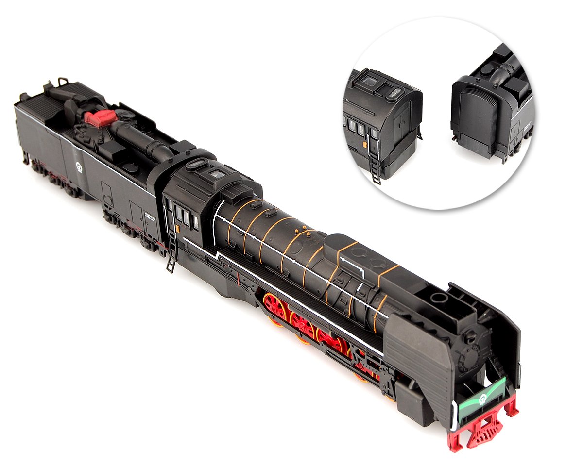 DS. DISTINCTIVE STYLE 1:87 Alloy Steam Locomotive Traction Engine Trains Toy Model with Music Light (Black)