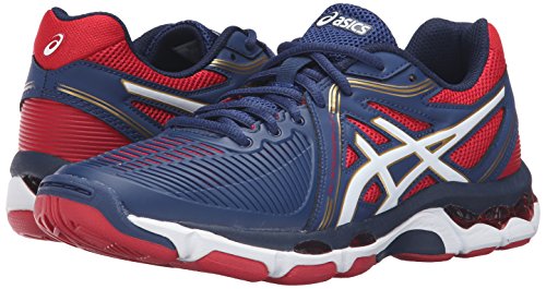 ASICS Women's Gel-Netburner Ballistic Volleyball Shoe, Estate Blue/White/True Red, 13 M US