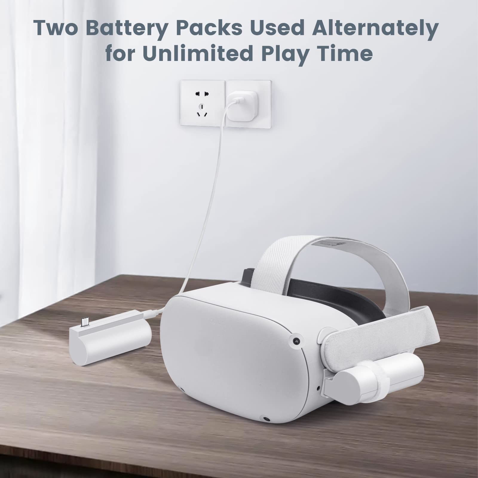 Battery Pack for Oculus/Meta Quest 2,5000mAh Portable Charger for Extended Extra 3 Hours Playtime,5V/2A Fast Charging & Lightweight,Compatible with Quest 2 Original Strap and Elite Strap,2 Pack