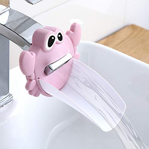 ARTIBETTER 2pcs Children Sink Handle Extender Crab Shaped Water Faucet Extension Helper for Toddler Babies Blue Pink