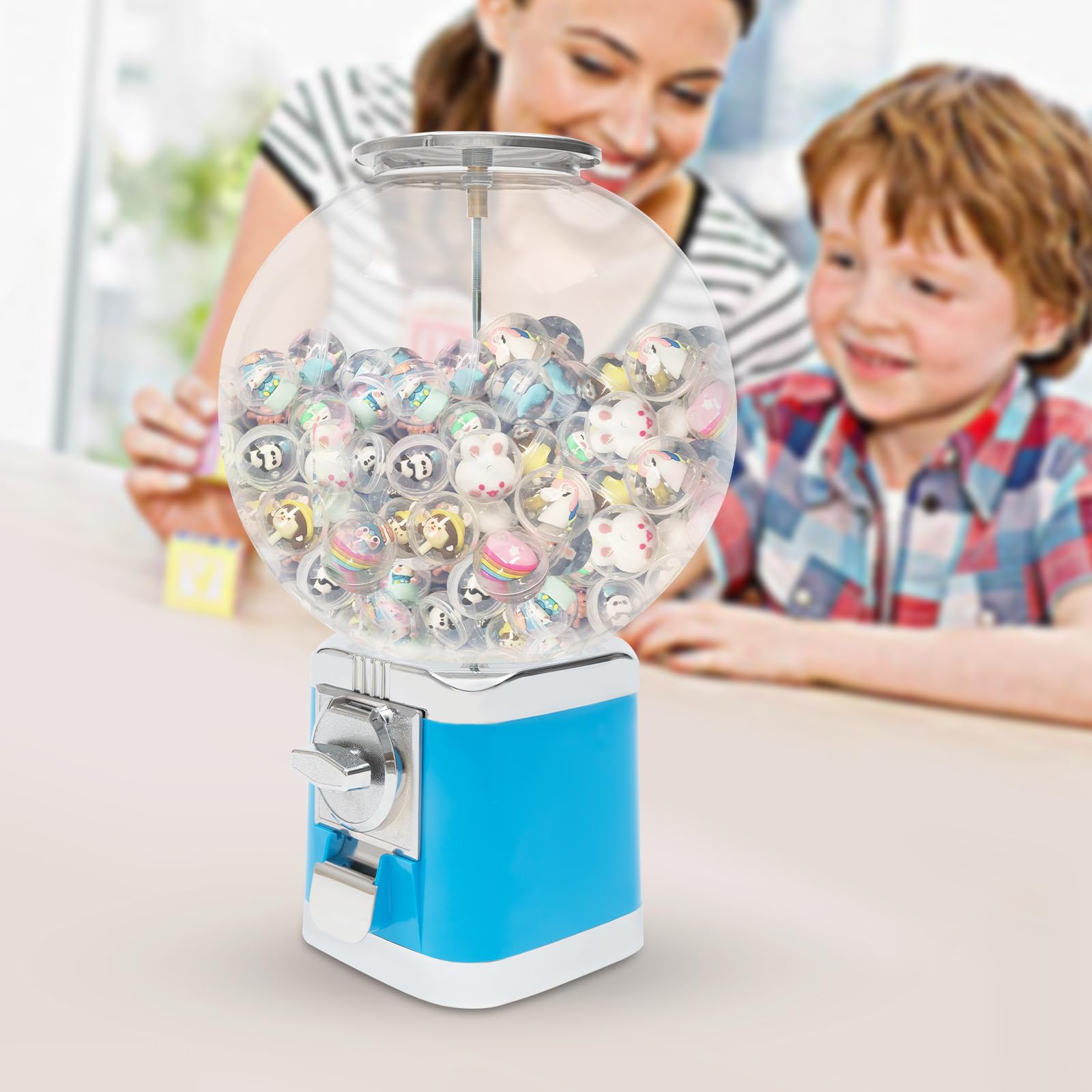 awolsrgiop Candy Dispenser Vending Machine, Candy Machine Gumball Machine Maker Big Bubble Candy Dispenser Machine Toy Vending Machine For Kids 1.26β Ball Bulk Vending Machines w/Key (Sky Blue)