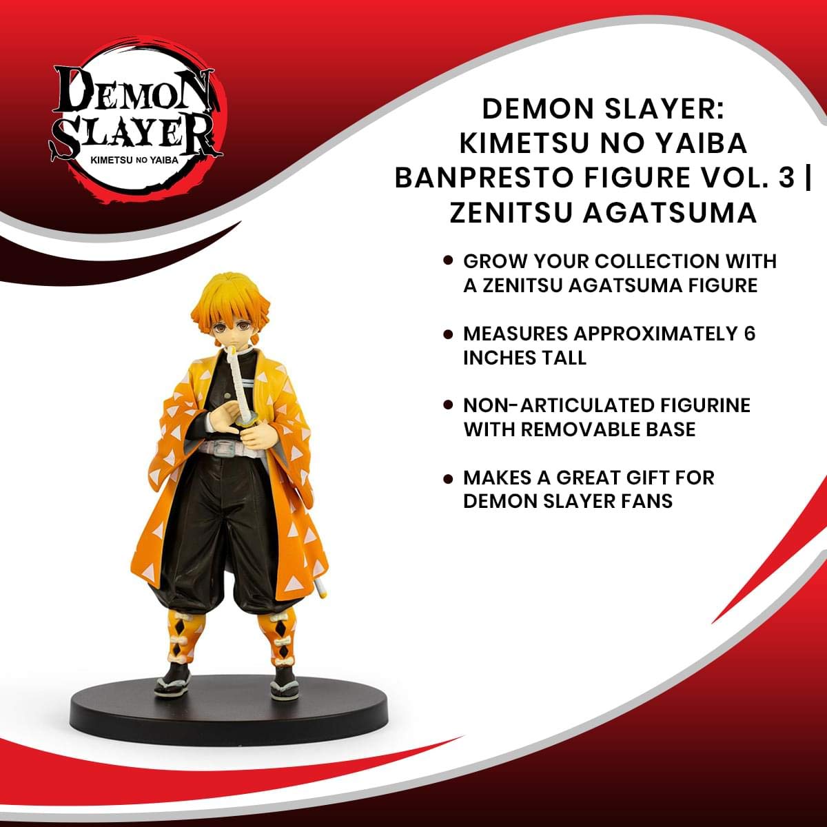 Banpresto 19863 Demon Slayer (Kimetsu no Yaiba) Vol.3 Zenitsu Agatsuma Figure