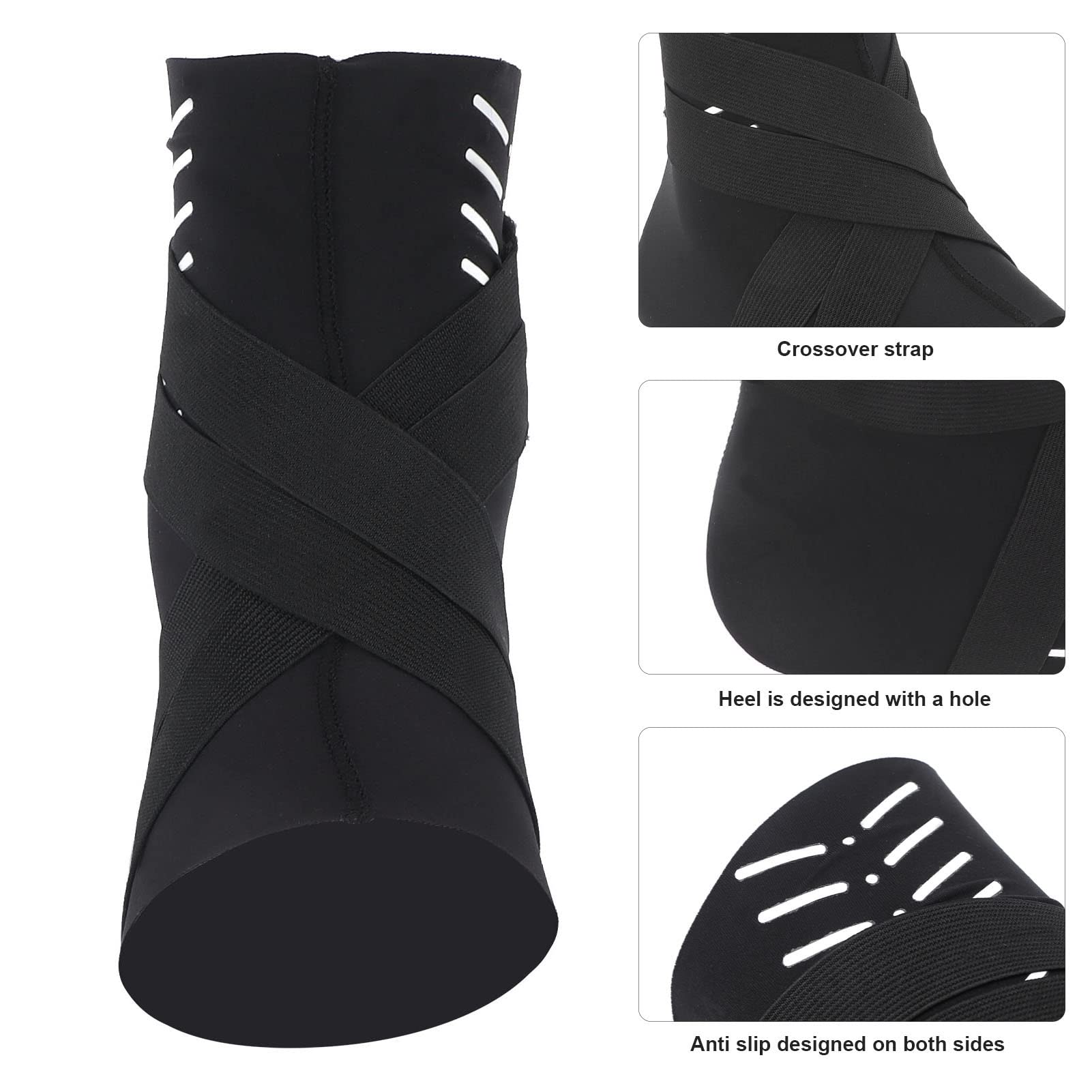 Agatige Ankle Support Brace, Breathable Foot Compression Sleeve Relieve Discomfort Ankle Wrap for Injury Recovery (Black)(M)