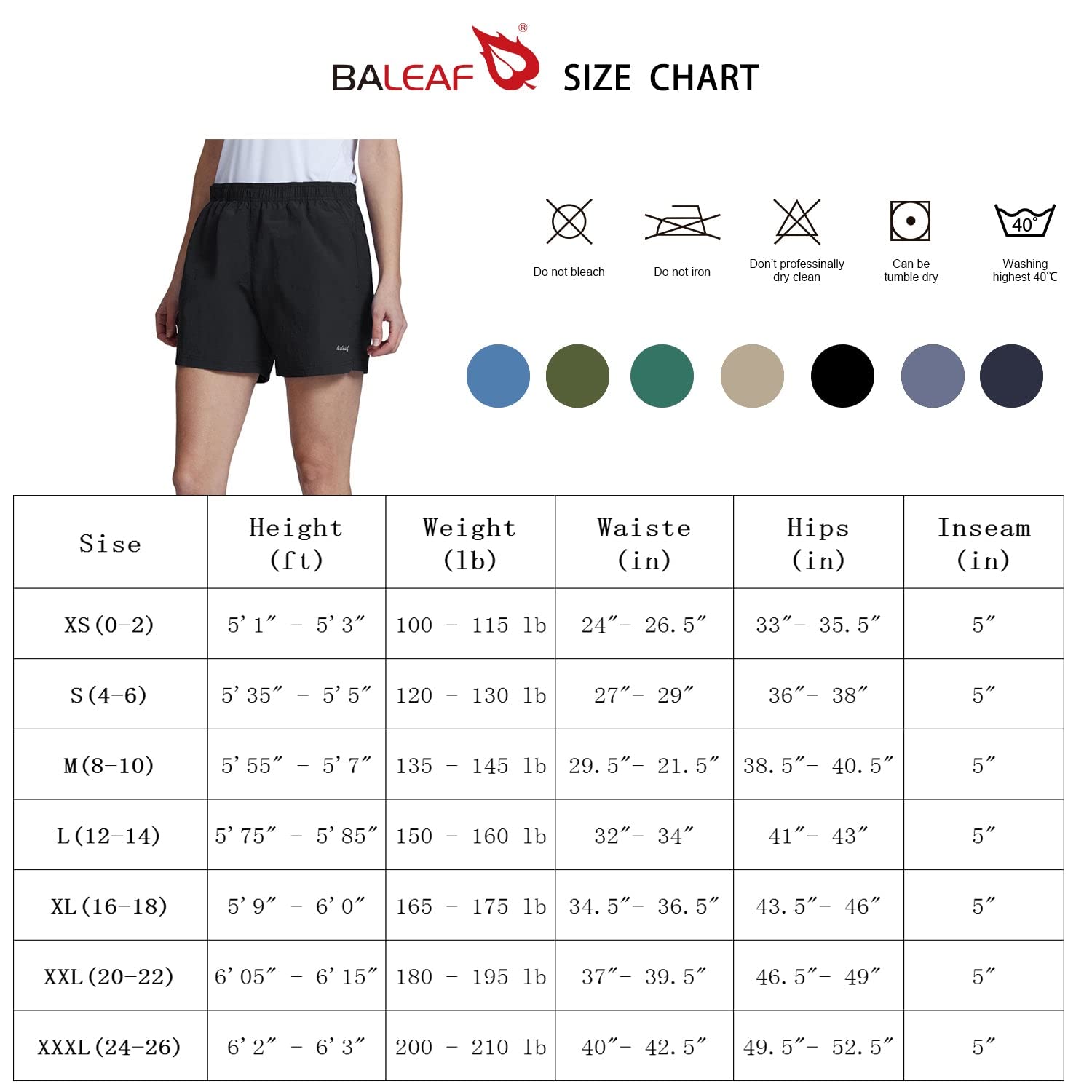 BALEAF Women's 5" Quick Dry Hiking Shorts Stretch with Zipper Pockets Lightweight UPF 50+ for Running Climbing Golf Indigo Size M
