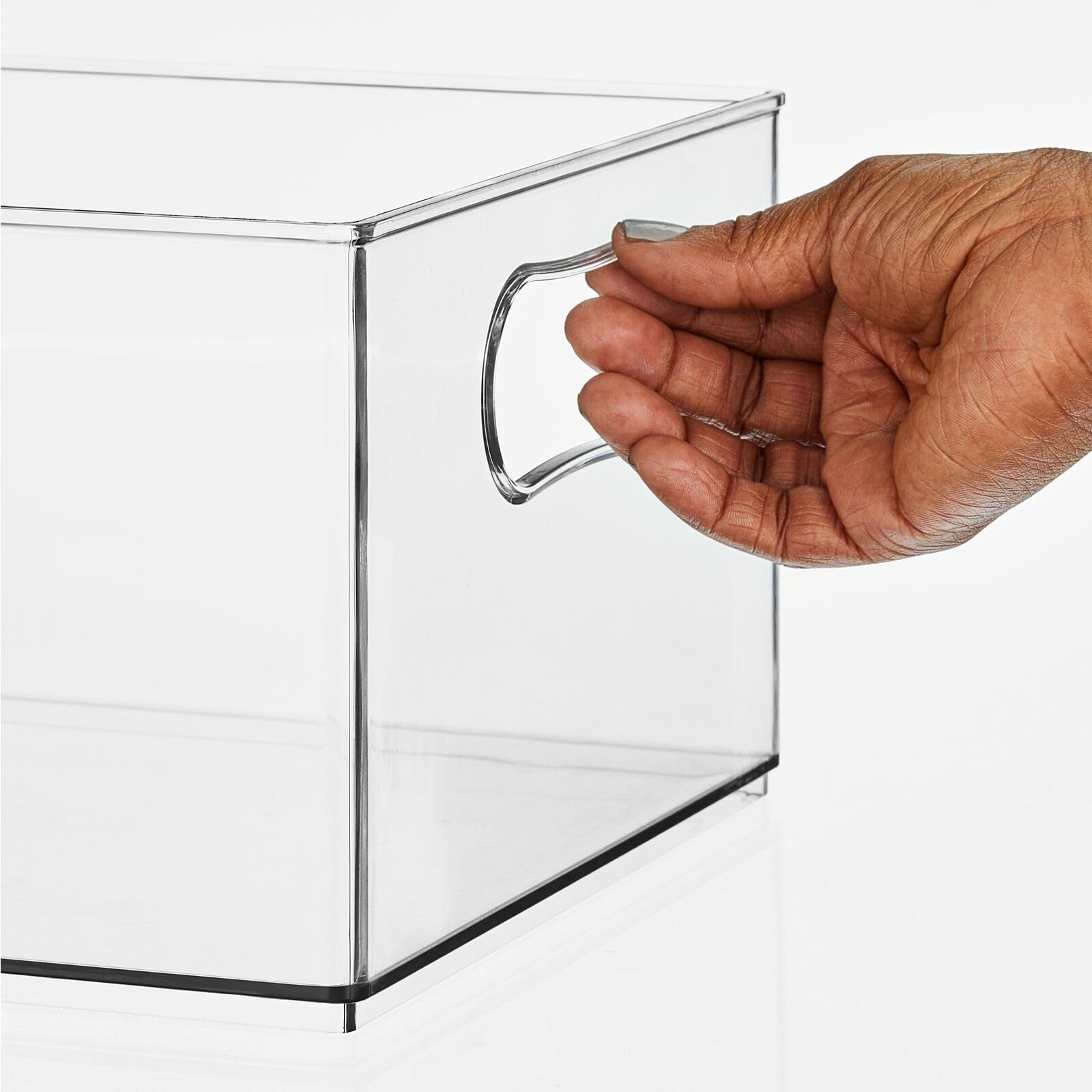 mDesign Deep Plastic Stackable Storage Organizer Container Bin, Bath & Shower Organization for Cabinet, Cupboard, Shelves, Counter, or Closet - Holds Shampoo, Vitamins, Ligne Collection, 4 Pack, Clear