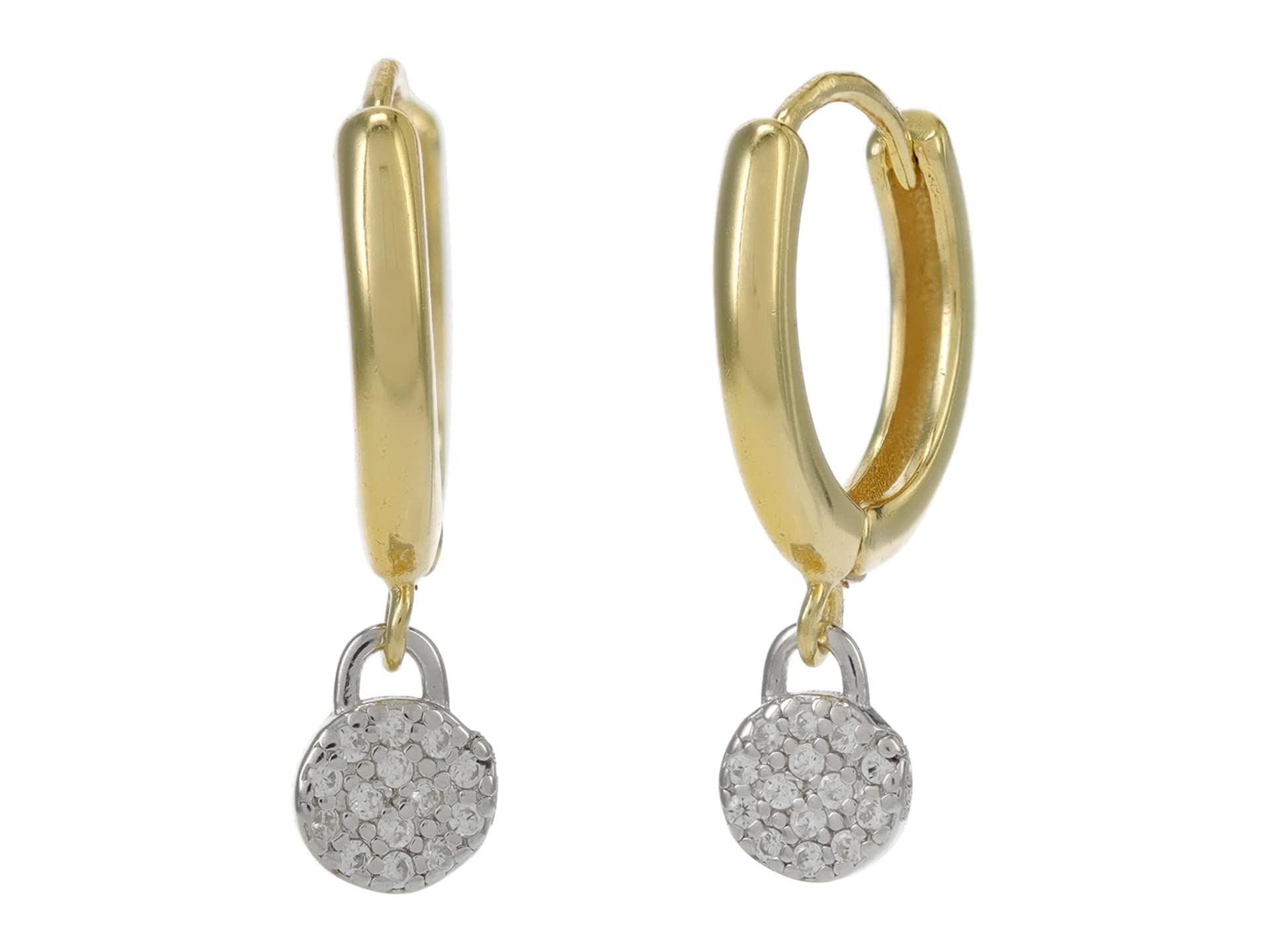 Argento Vivo Two-Tone CZ Round Drop Earrings Gold/Silver One Size