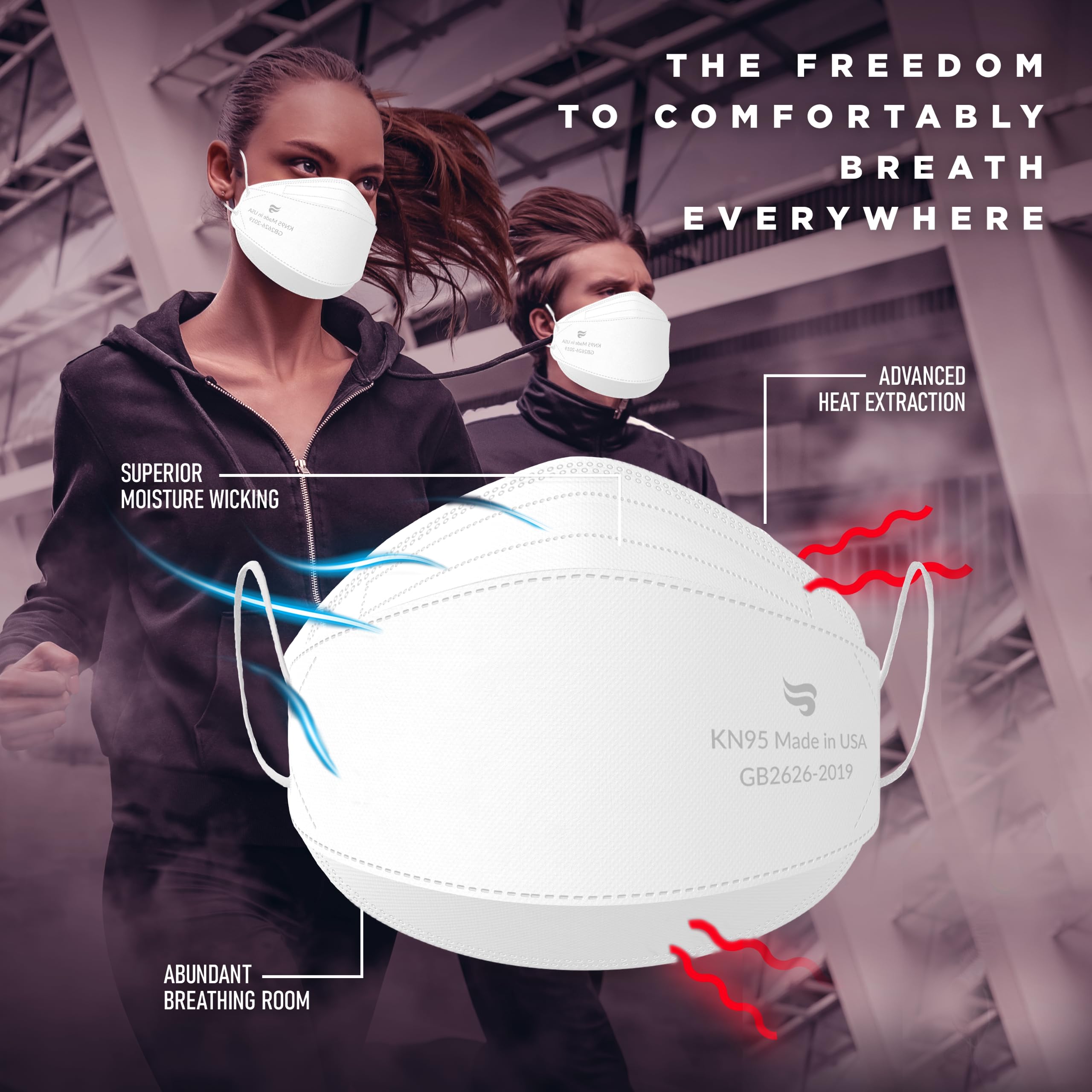 Breatheze KN95 Face Masks Made In USA FDA Registered - Disposable KN95 Mask - 3D Style White 25-pack