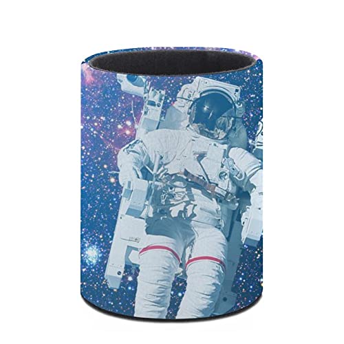 Astronaut Space Pen Holder PU Leather Pencil Cup Cute Desk Organizer Makeup Brush Box for Home Office