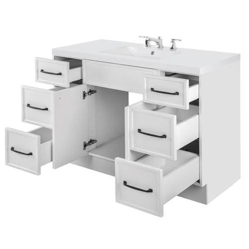 Cutler Kitchen and Bath Manhattan 48" Wood/Marble Bathroom Vanity - White