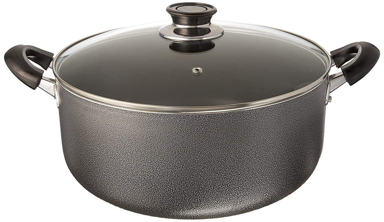 Uniware Non-Stick Aluminum Stock Pot With Glass Lid,Black (10 QT)
