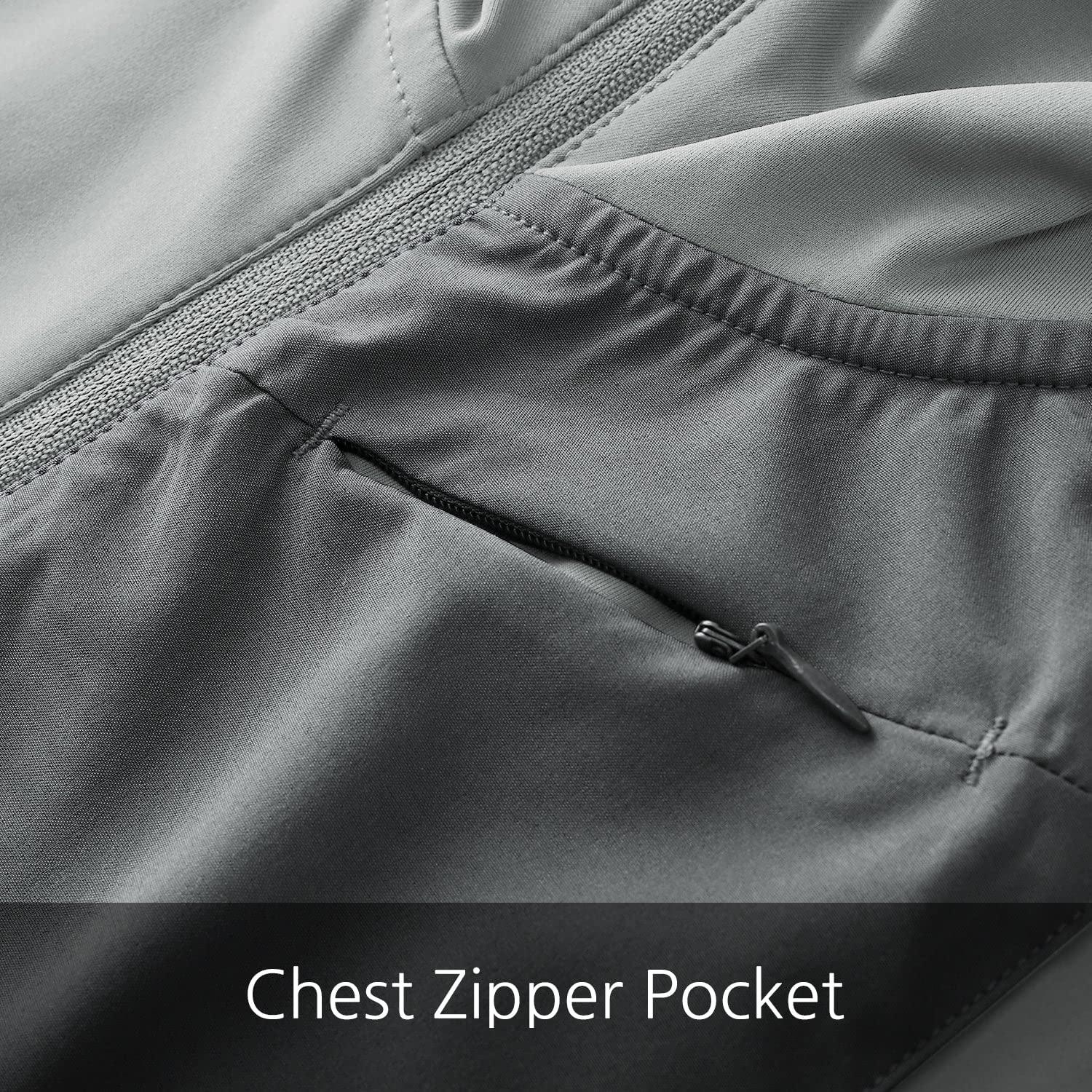 BALEAF Men's Running Jacket Cold Weather Zip Hoodie with Zipper Pocket Long Sleeve Thermal Pullover for Hiking Cycling Light Grey XL