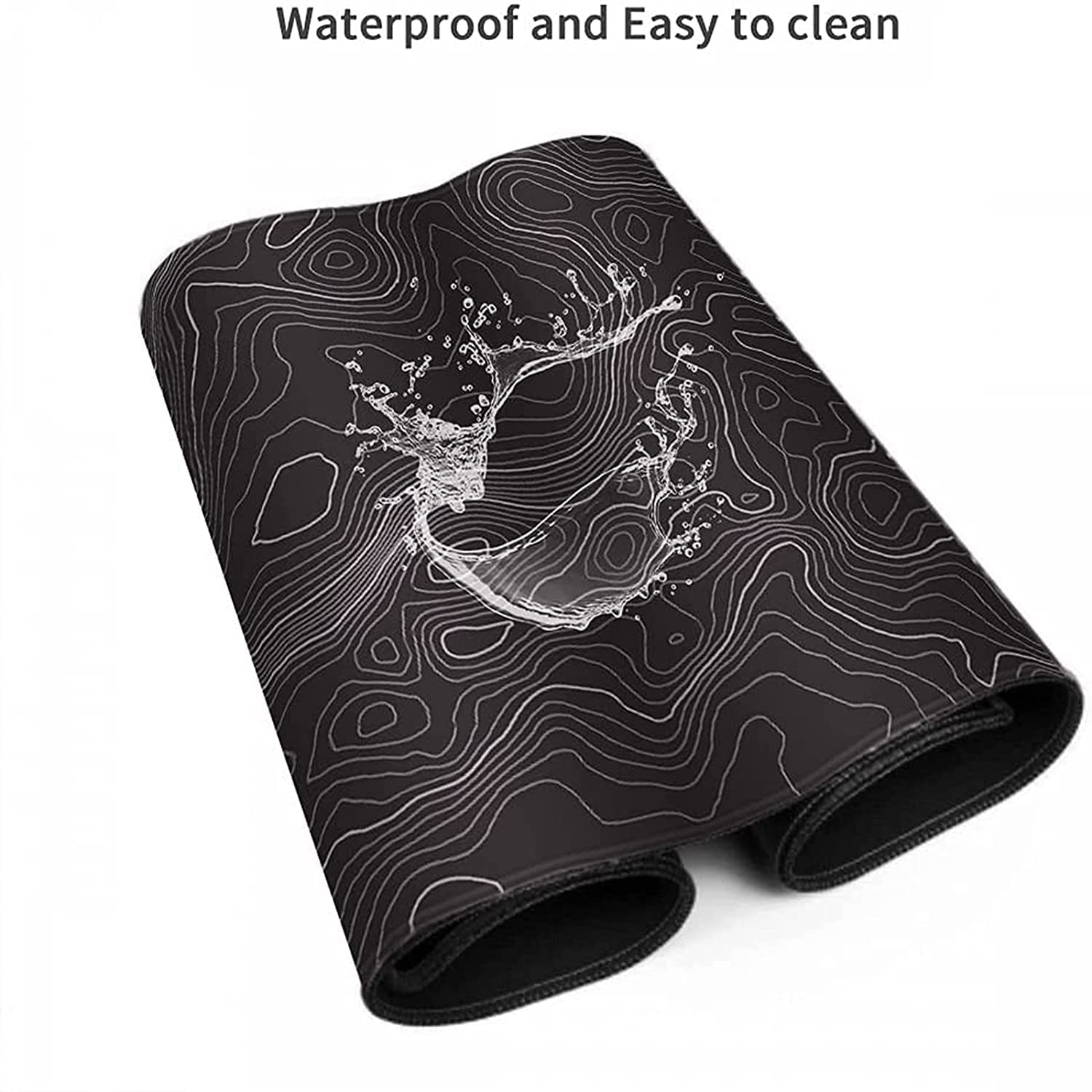 AQQA Large Mouse Pad Mat (35x17 in) Extended XXXL Gaming Mouse Pad with Non-Slip Rubber Base,Background Topographic Map Lines Contour Geographic for Gaming Office Laptop Computer Men Women