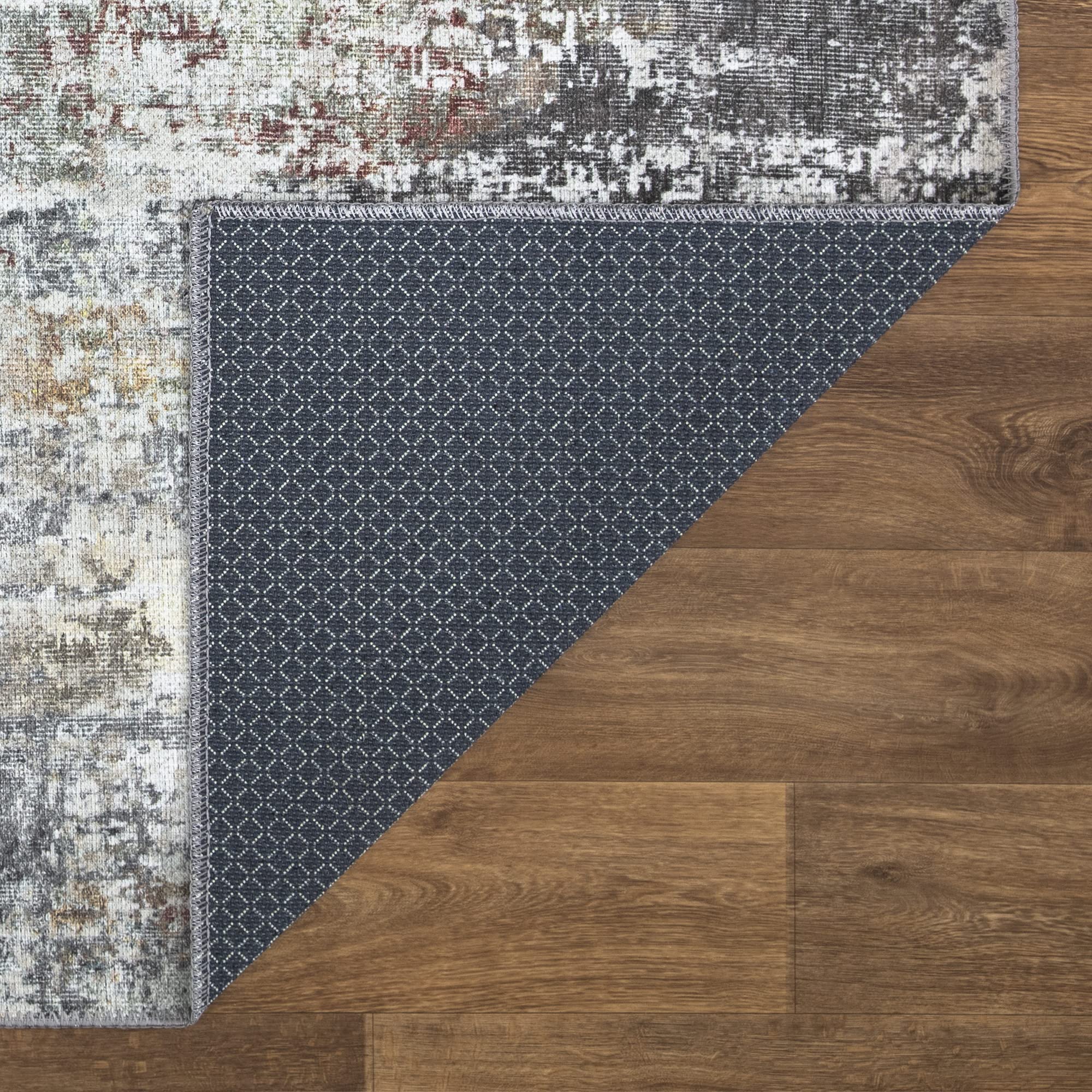 Bloom Rugs Washable Non-Slip 9' x 12' Rug - Gray/Red/Brown Modern Abstract Area Rug for Living Room, Bedroom, Dining Room, and Kitchen - Exact Size: 9' x 12'
