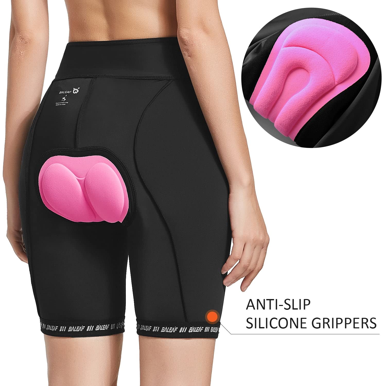 BALEAF Womens Cycling Bike Shorts, Padded Bicycle Biking Spin Biker Shorts Padding UPF50+, Medium, 03-black-no Pocket